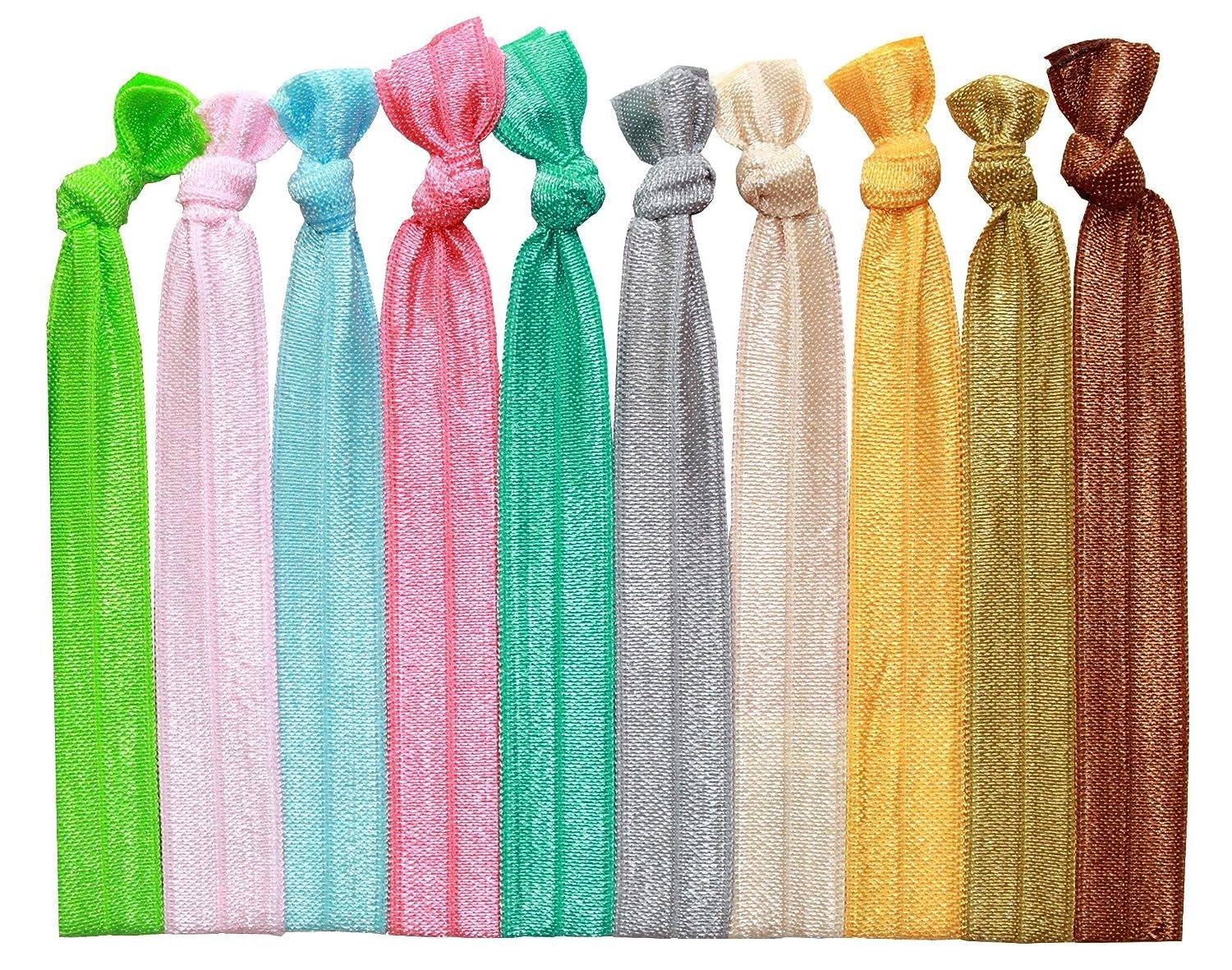 Syleia Hand-Knotted Hair Ties (Set of 100) - Bright & Pastel Colors ...