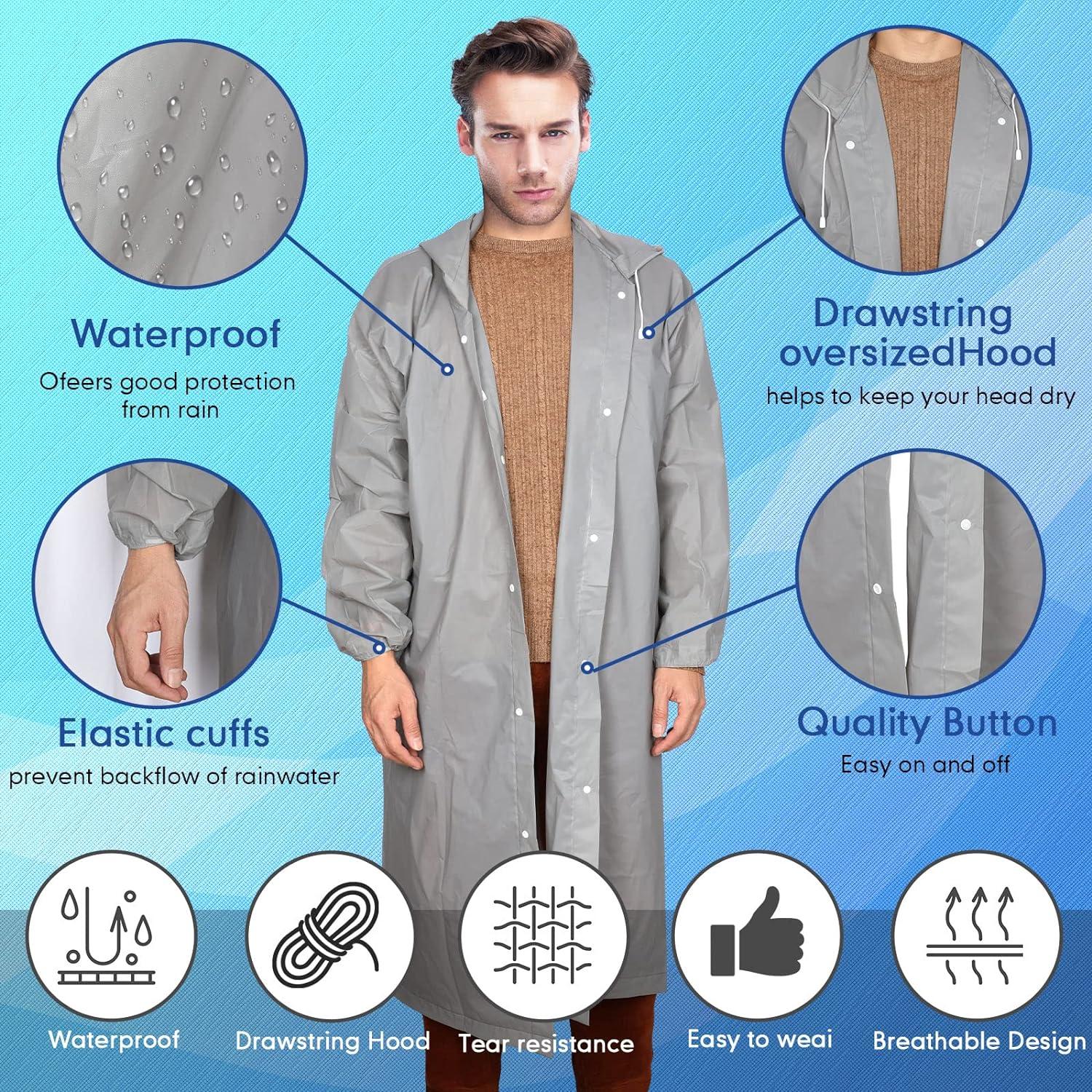 10 Pack Reusable Lightweight Rain Coats with Hood - Waterproof Rain ...