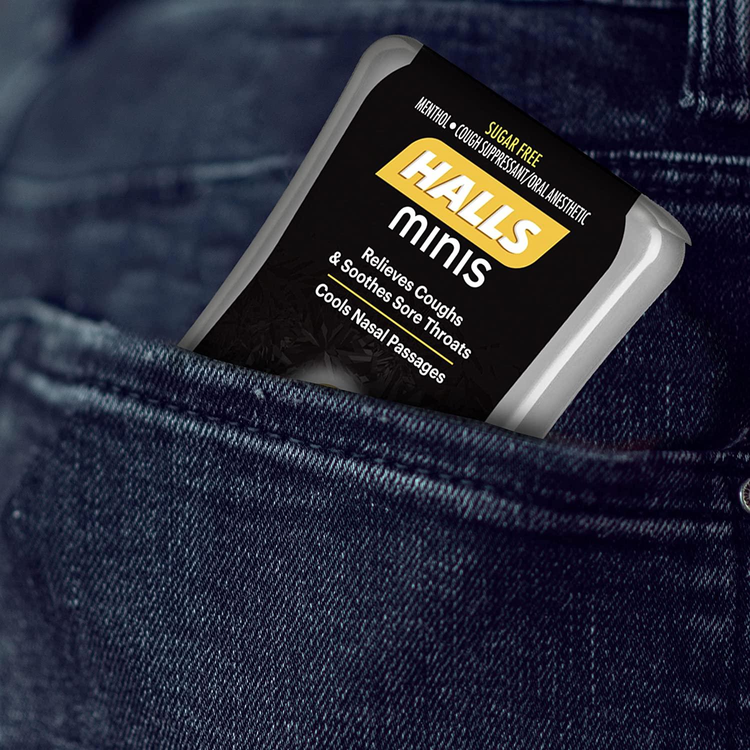 HALLS Minis Honey Lemon Sugar-Free Cough Drops - 24 Count (Pack of 8)