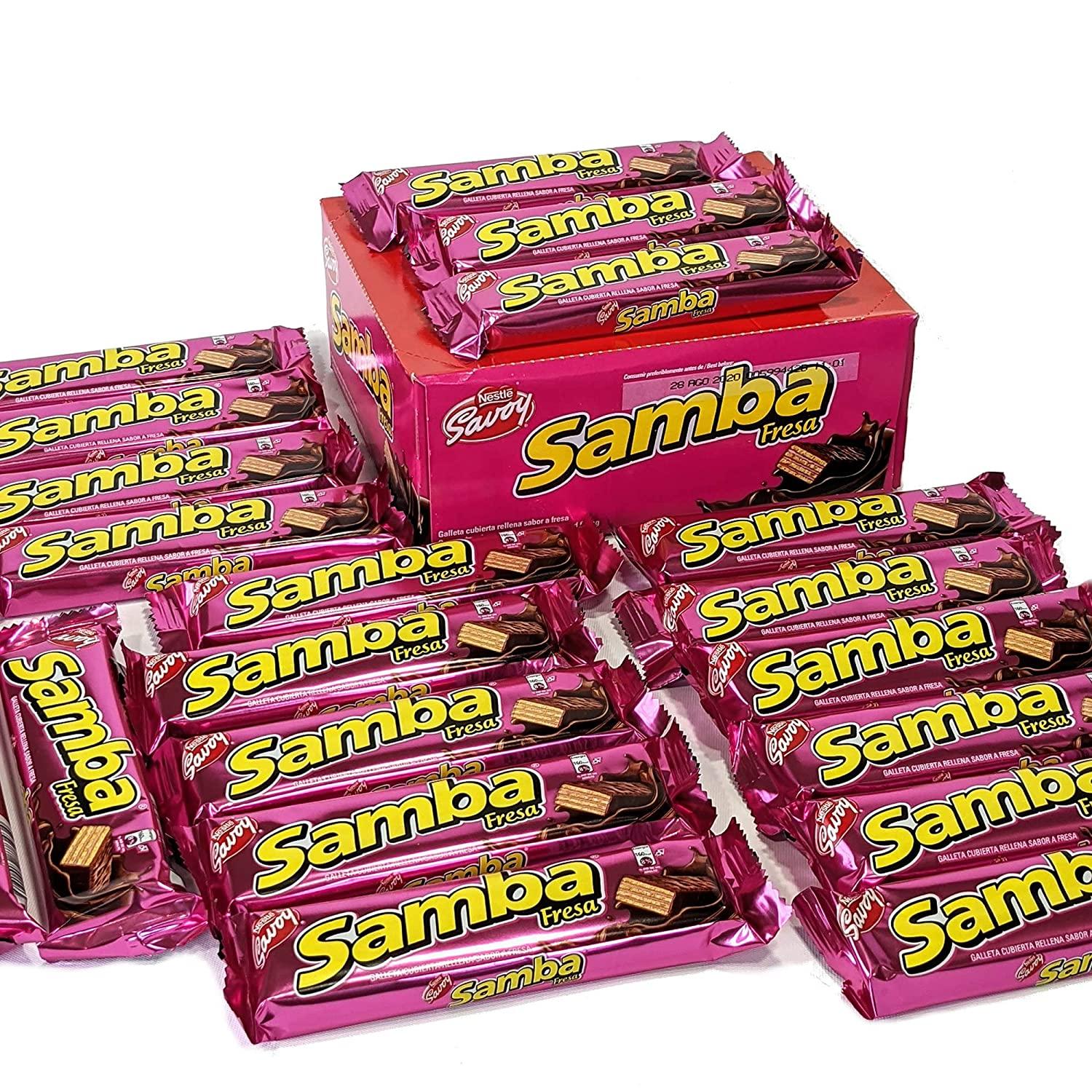 SAMBA Fresa Chocolate Covered Strawberry Filled Cookies - 20 Units, 32g ...