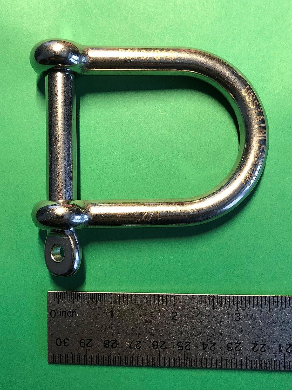 Stainless Steel 316 Wide D Shackle 3/8 (10mm) - Heavy Duty D Ring for ...