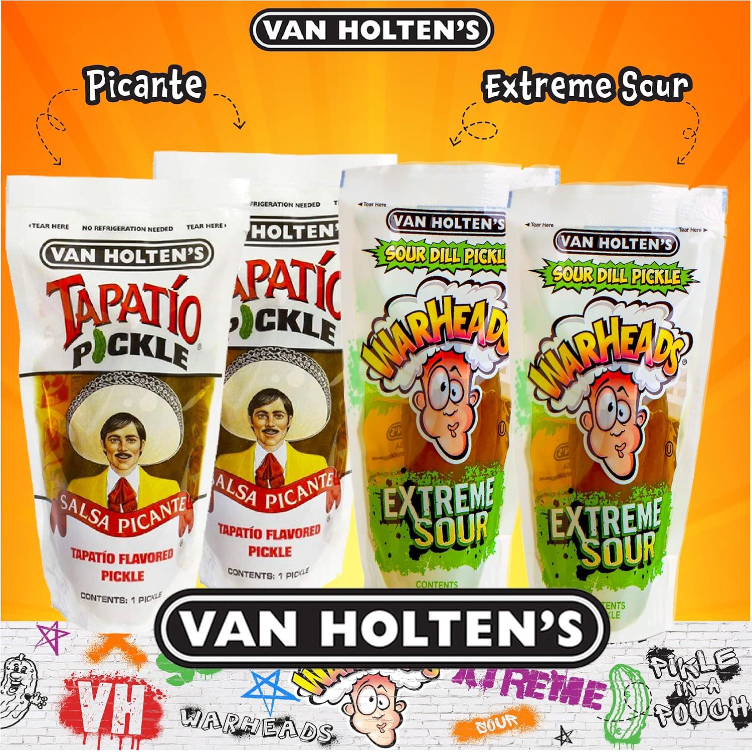 Van Holten Pickle Pouch Set Sour Cucumbers with Tapatio & Warheads ...