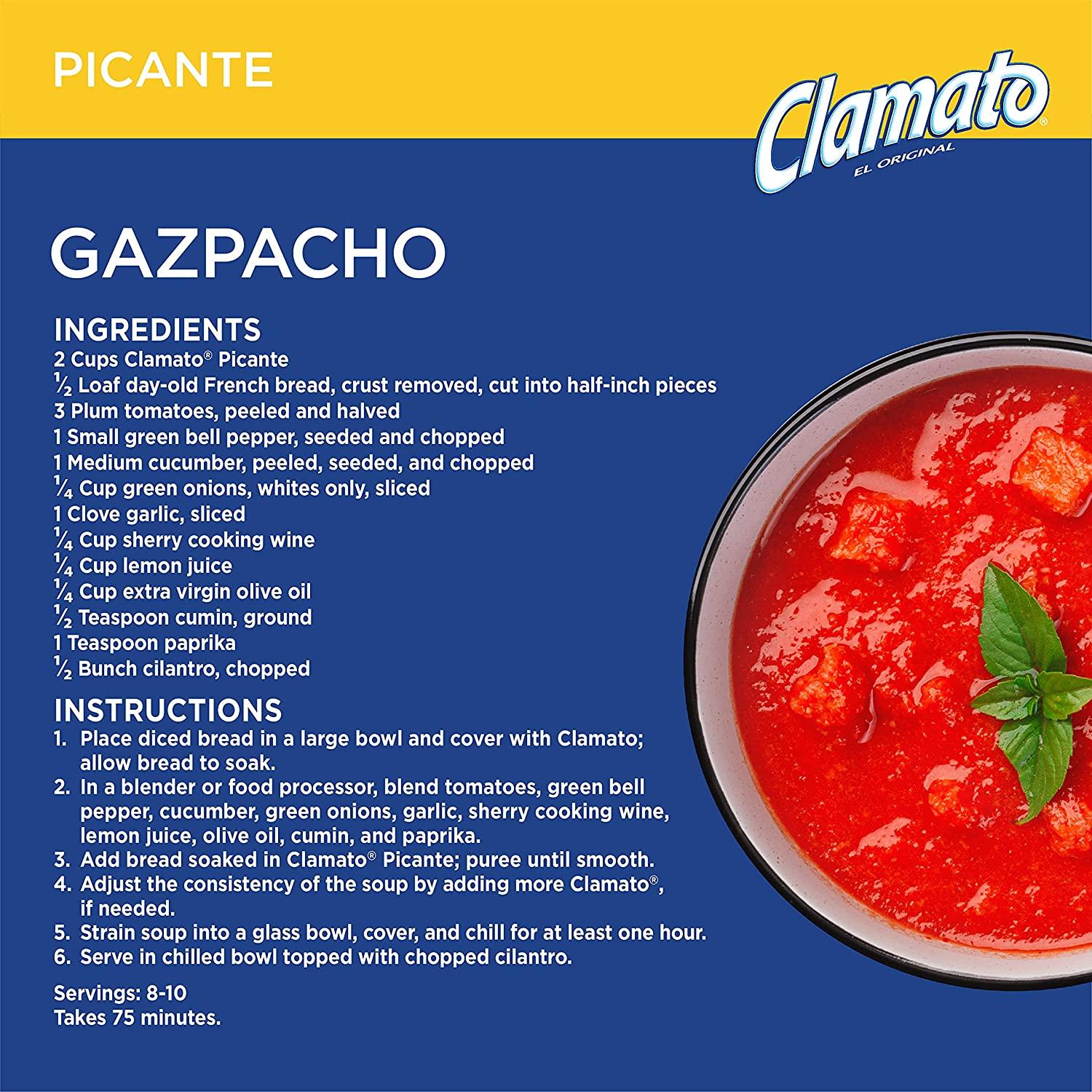 Clamato Picante Tomato Cocktail 64 fl oz Bottles - Pack of 8