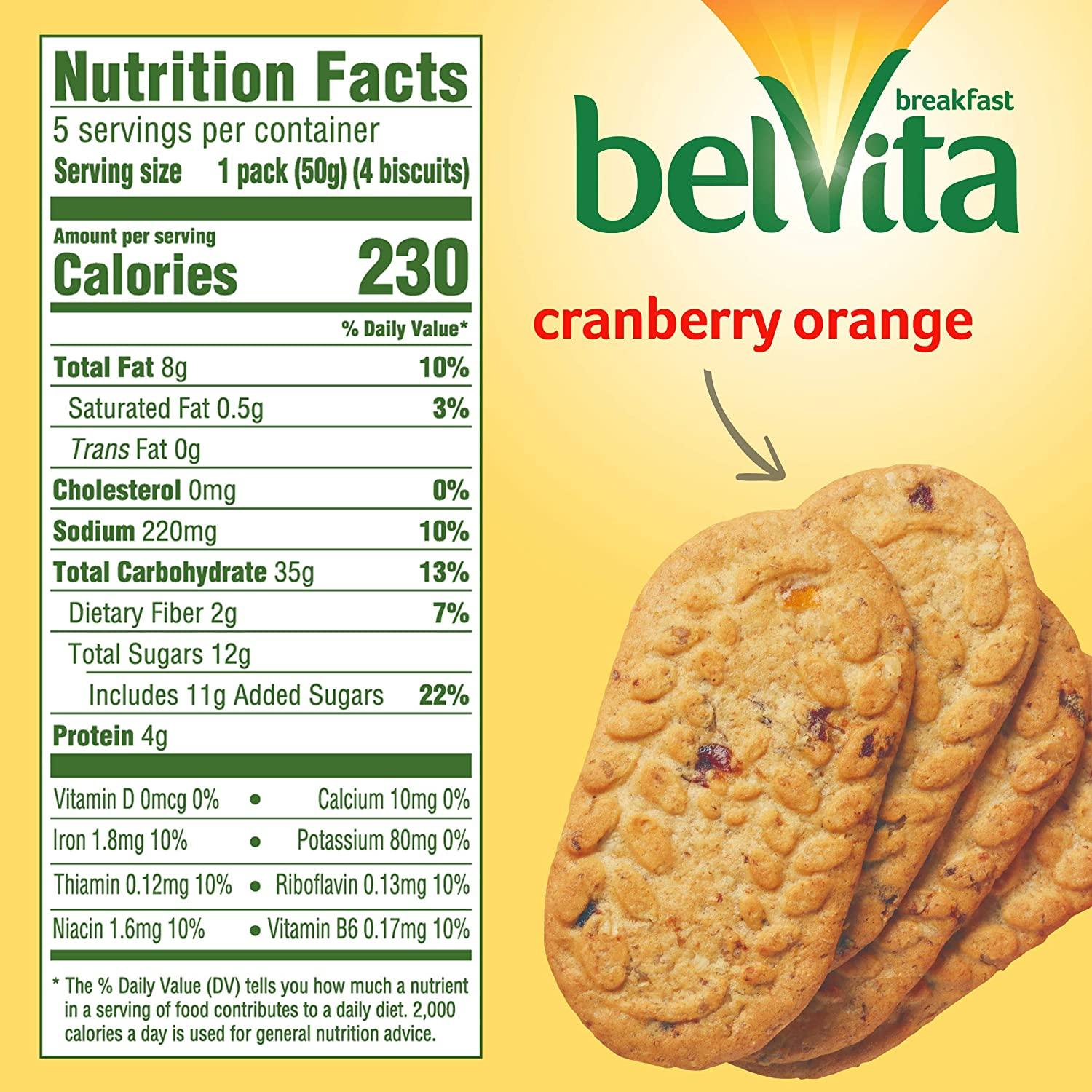 belVita Cranberry Orange Breakfast Biscuits - 5 Packs (4 Biscuits Per ...