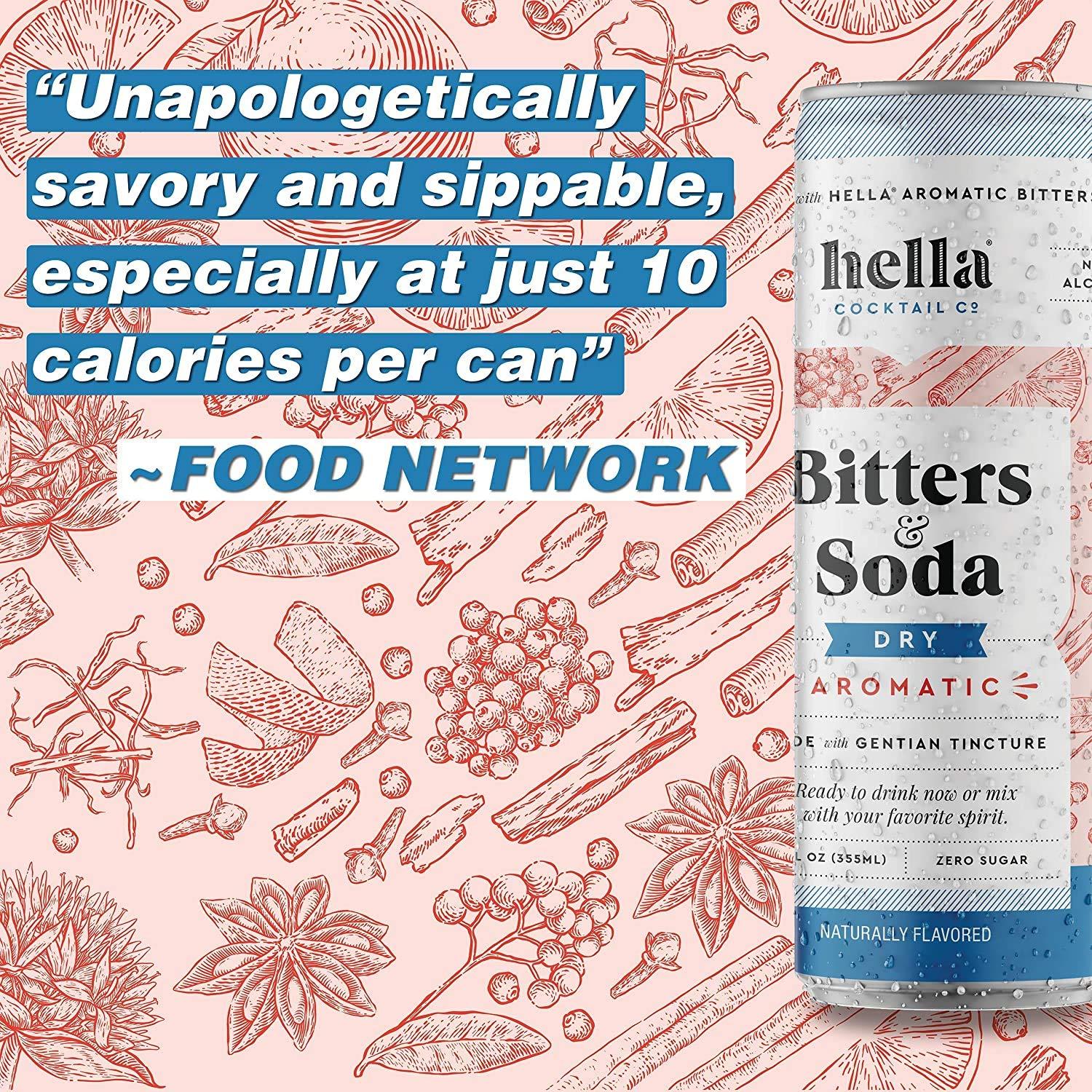 Hella Cocktail Co. Classic Dry Aromatic Bitters & Soda 12oz Cans (Case ...