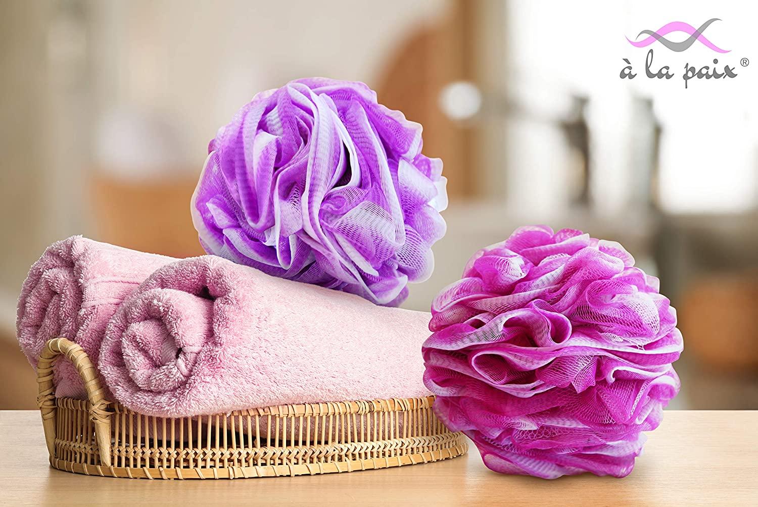 XL Loofah Bath Sponge Set by La Paix - Soft Exfoliating Shower Lufa for ...