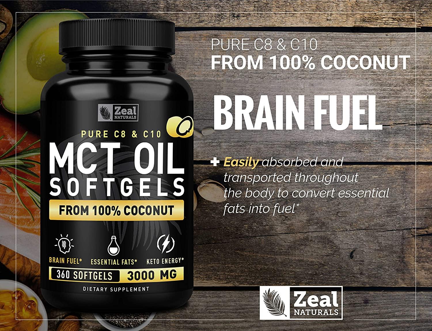 Pure MCT Oil Capsules (360 Softgels | 3000mg) - 4 Month Supply Keto ...