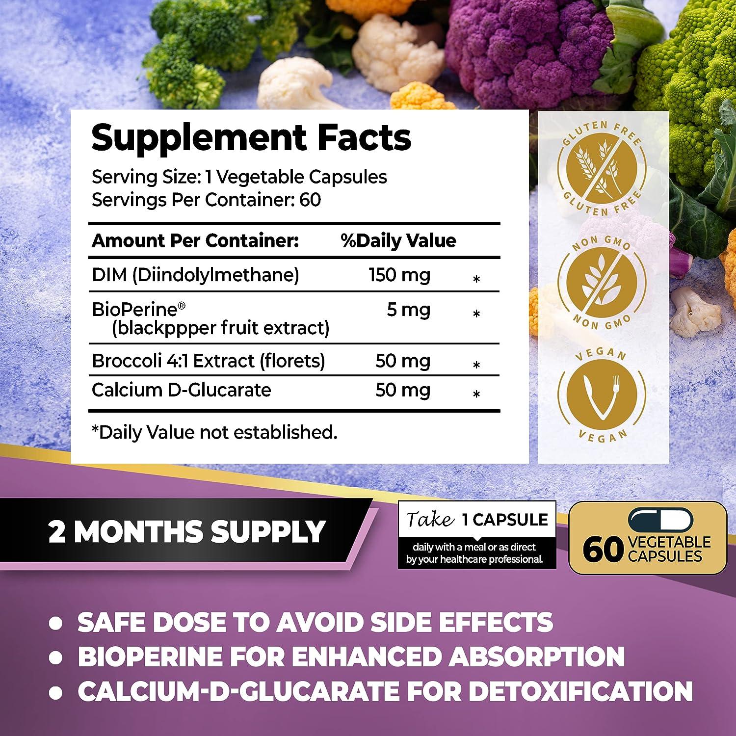 DIM Supplement with Broccoli Extract and BioPerine - Hormone Balance ...