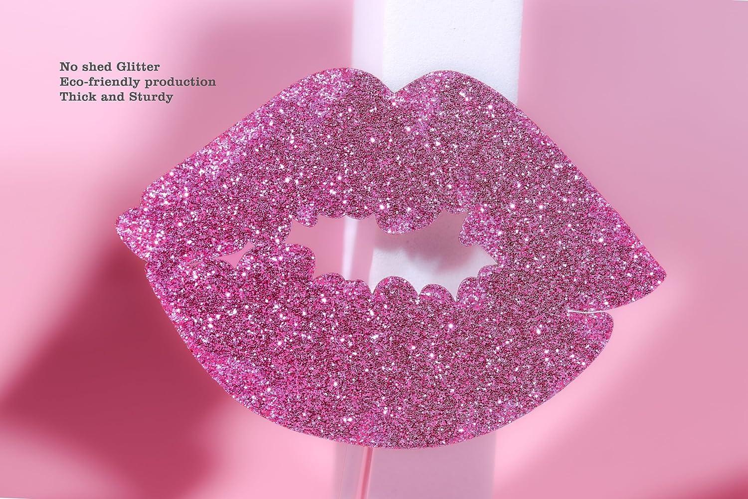 15Pcs Pink Cupcake Toppers and Pink Glitter Girls Cupcake Topper for ...