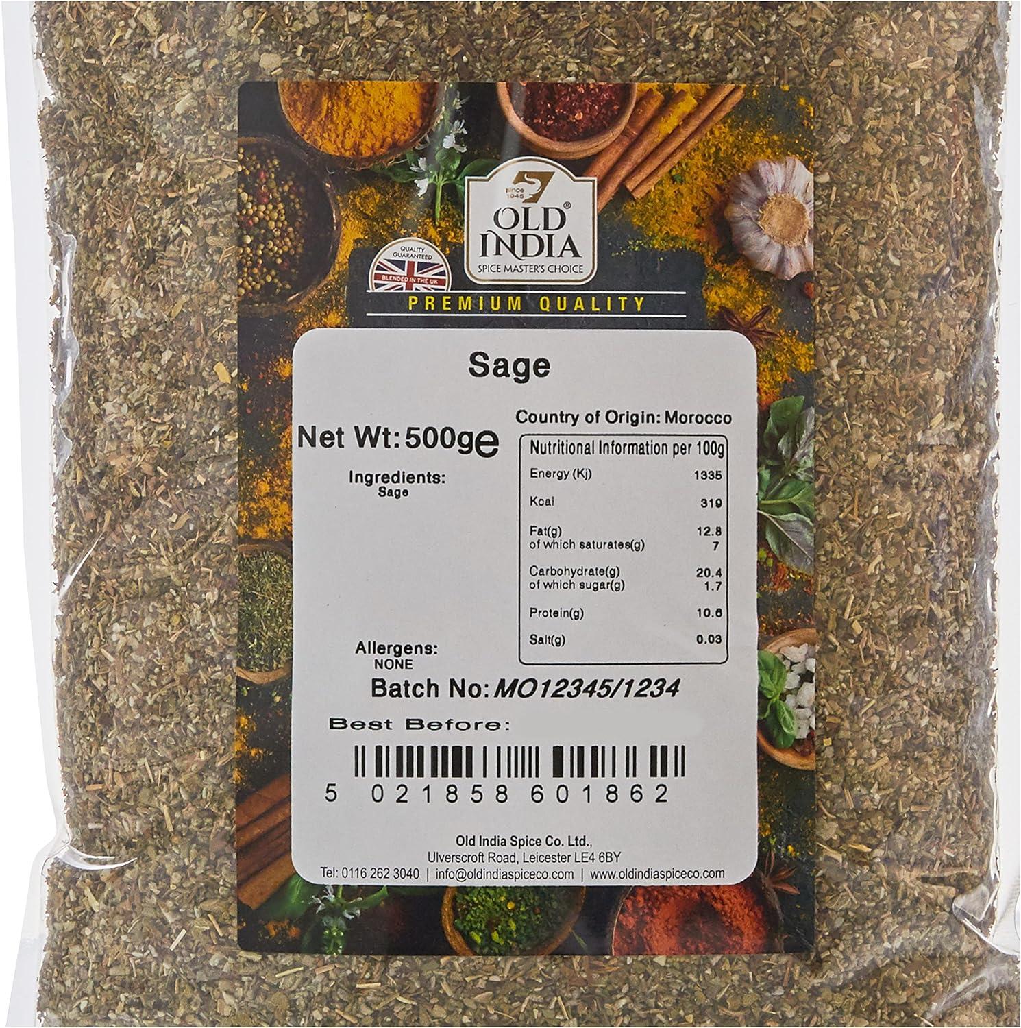 Old India Sage 500g - Premium Quality Sage Leaves for Culinary ...