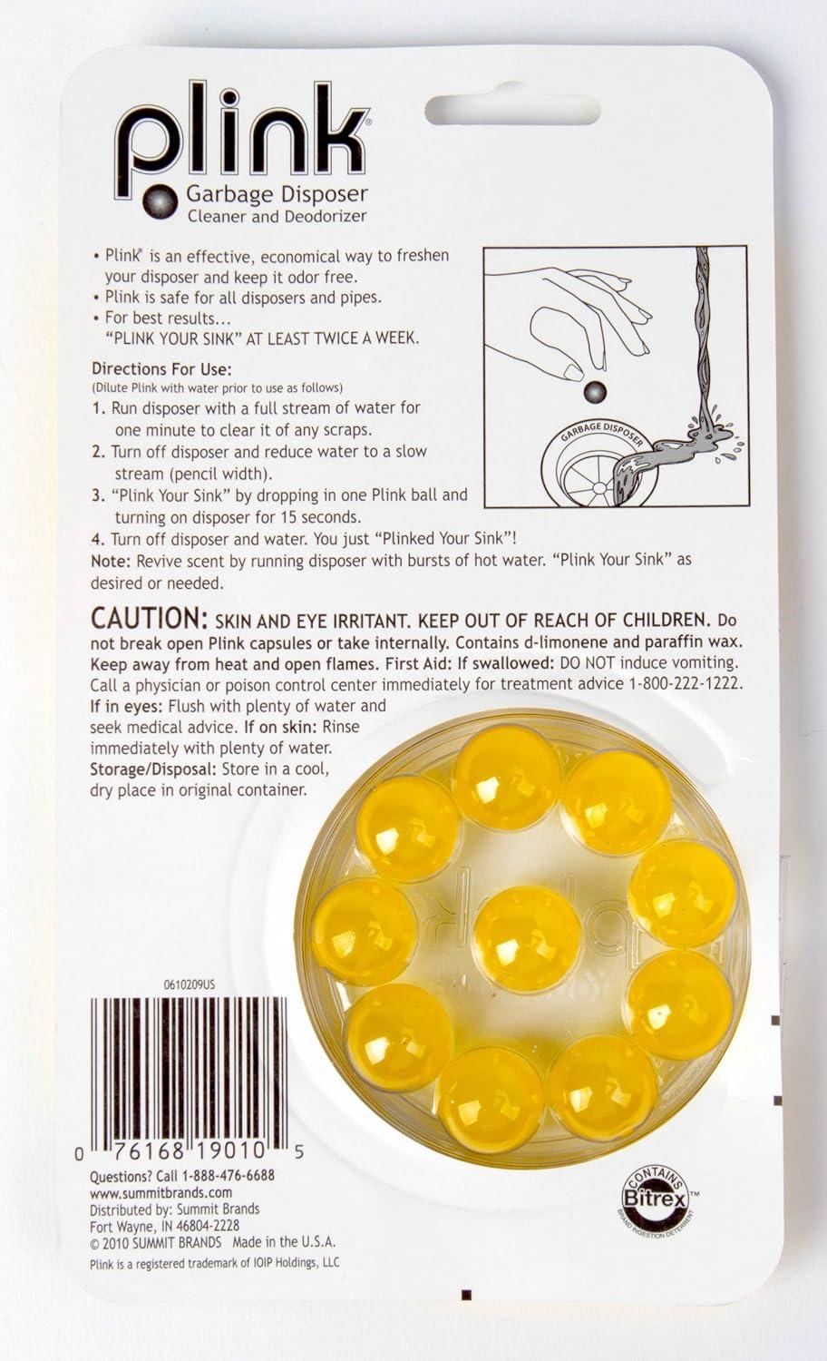 Summit Plink Garbage Disposal Cleaner & Deodorizer - Fresh Lemon Scent ...