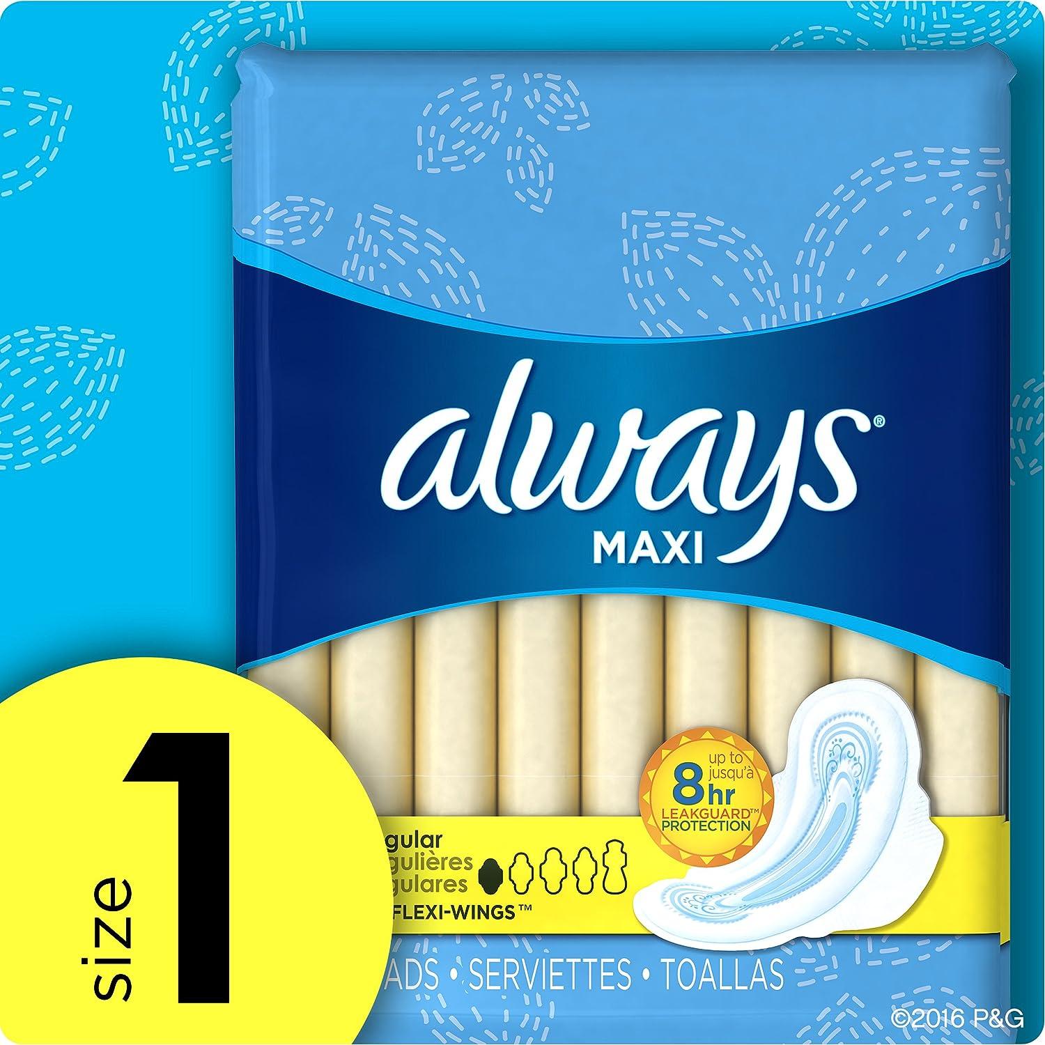 Always Regular Maxi Pads with Wings - Unscented | Absorbent Protection ...
