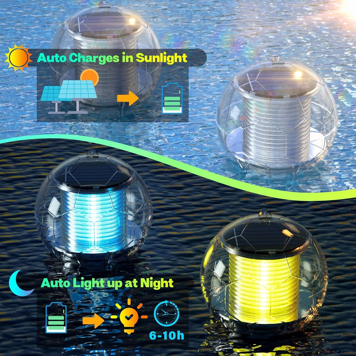 Linkax Solar Pool Lights - Waterproof Floating Lamps for Garden Pond ...