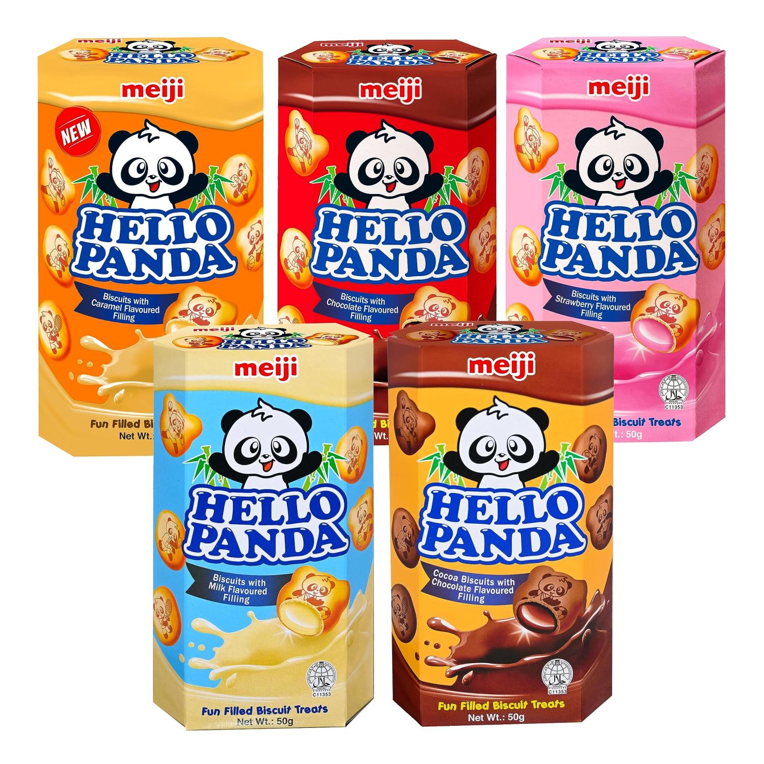 Meiji Hello Panda Biscuits Flavoured Fillings Snacks (Pack of 5 ...