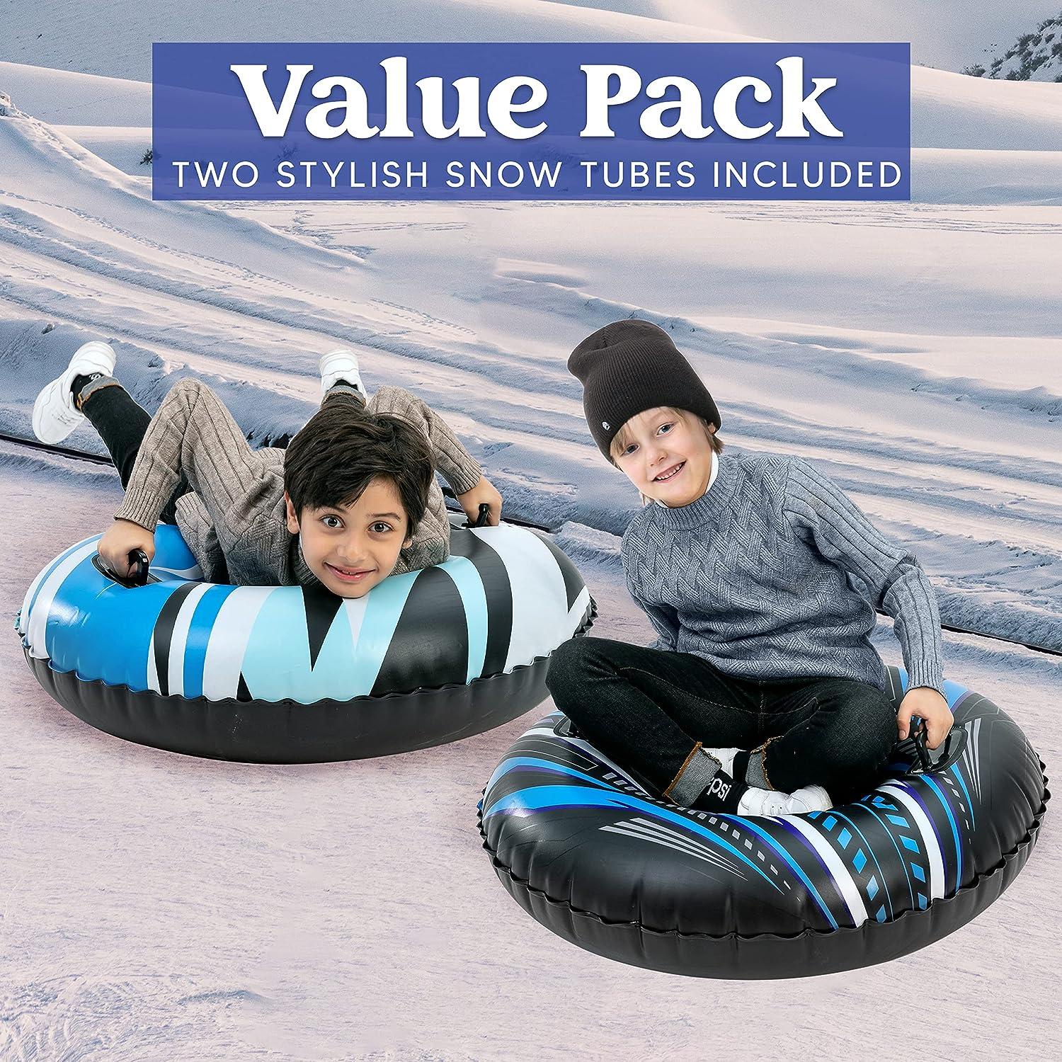 JOYIN 2 Pack Snow Tube - 34 Inch Inflatable Sled for Kids and Adults ...