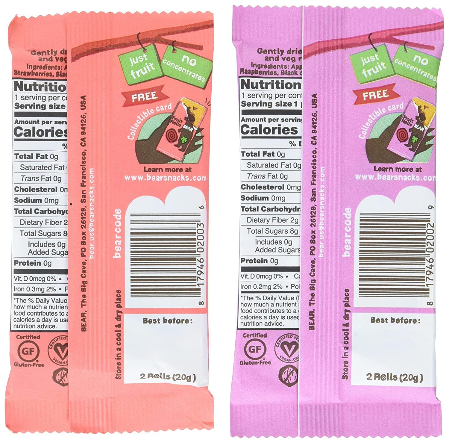 BEAR Real Fruit Rolls Variety Pack - 16 Rolls with 2 Packs Each | Buy ...