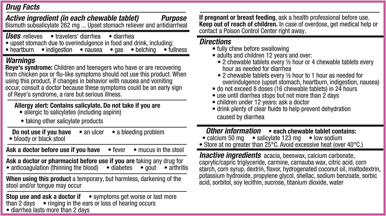 Pepto Bismol Chews - Multi-Symptom Upset Stomach Relief - 24 Chews ...