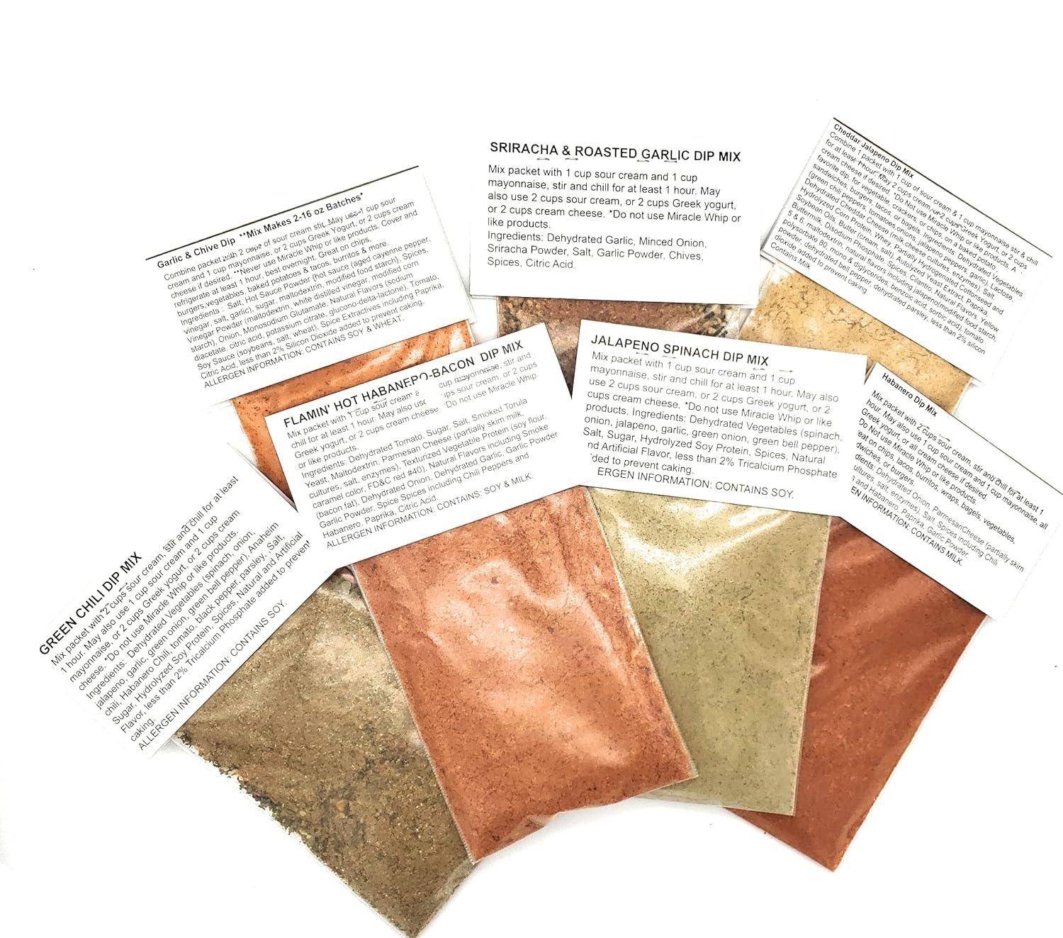 Spice Exchange 7 Spicy Dip Mix Variety Pack - Jalapeno Spinach, Flamin ...