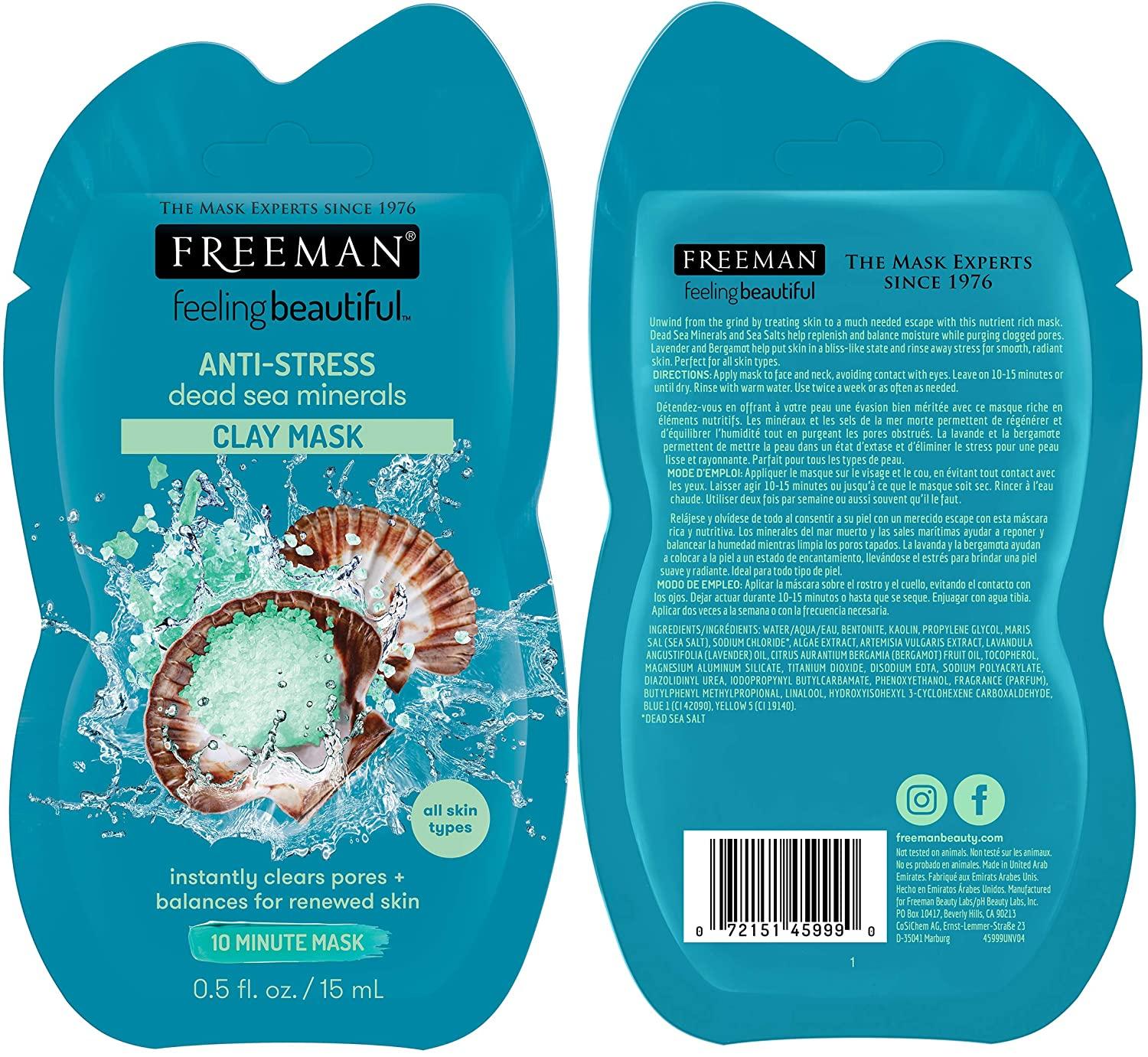 Freeman Facial Mask Variety Pack - 12 Count, Oil Absorbing, Anti Stress ...