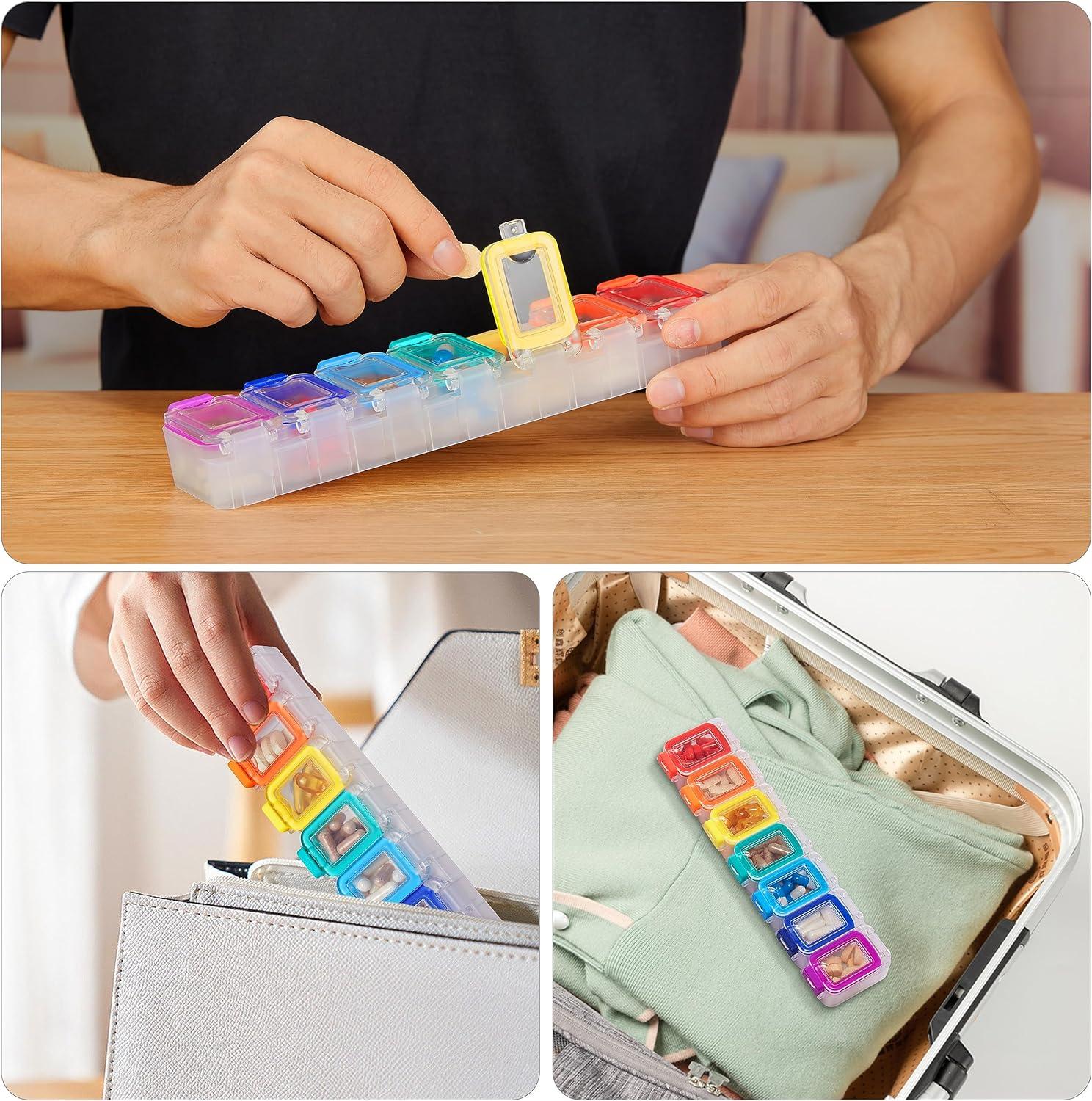 Fullicon Weekly Pill Box 7 Day Large Tablet Organizer - Moisture & Spill Proof Vitamin & Fish ...