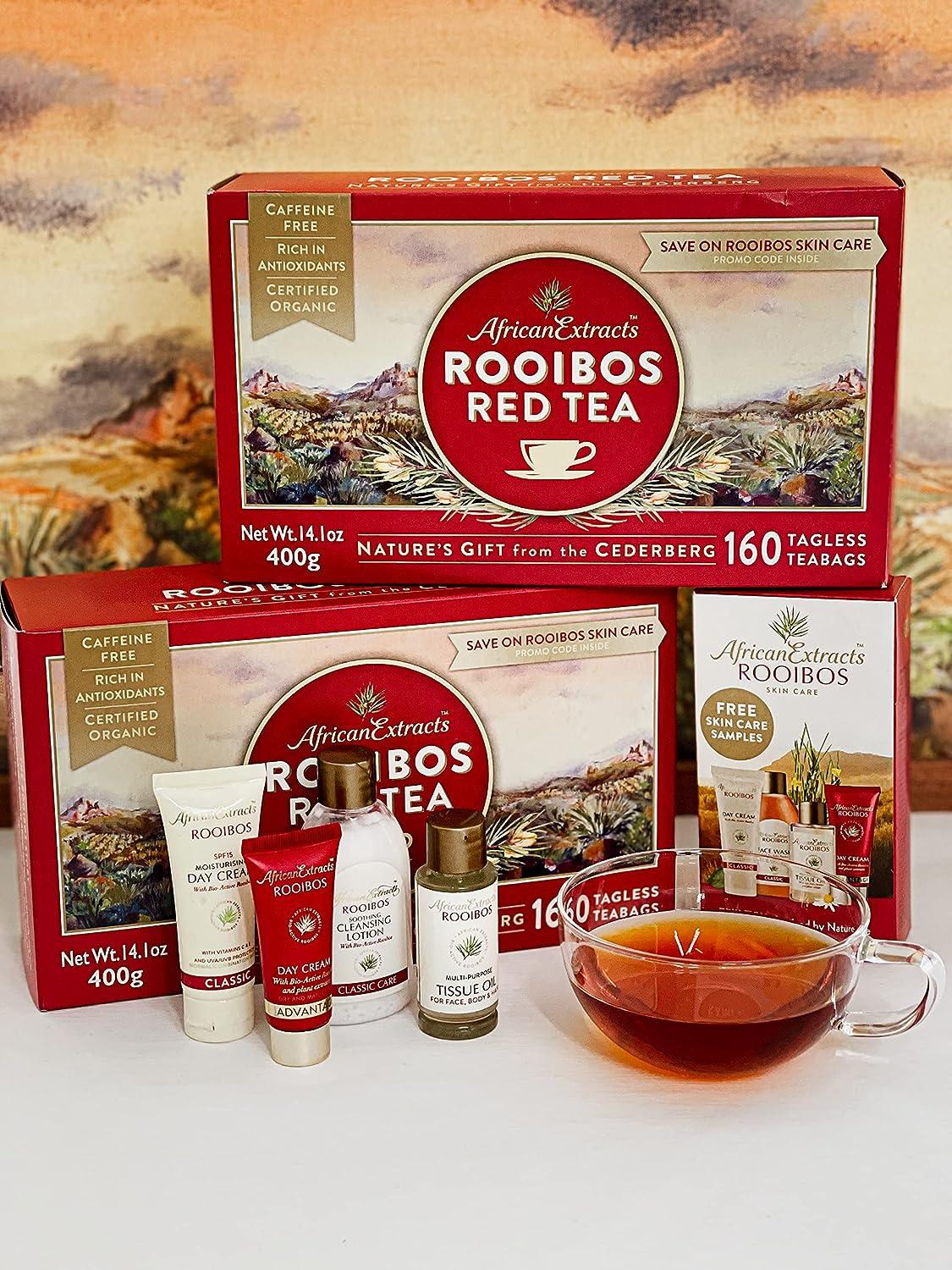 African Extracts Rooibos Tea - 160 Teabags + Bonus Skincare Pack | USDA ...