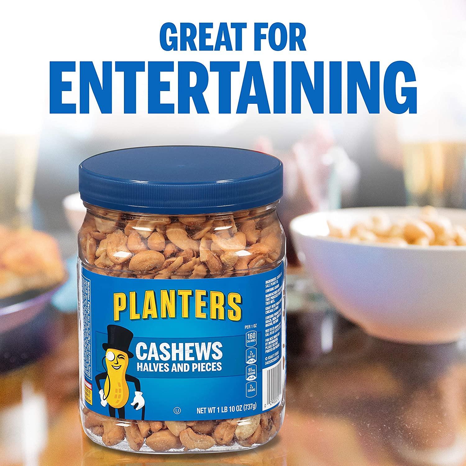 PLANTERS Cashew Halves & Pieces 26 oz. Canister | Energy Snacks for ...
