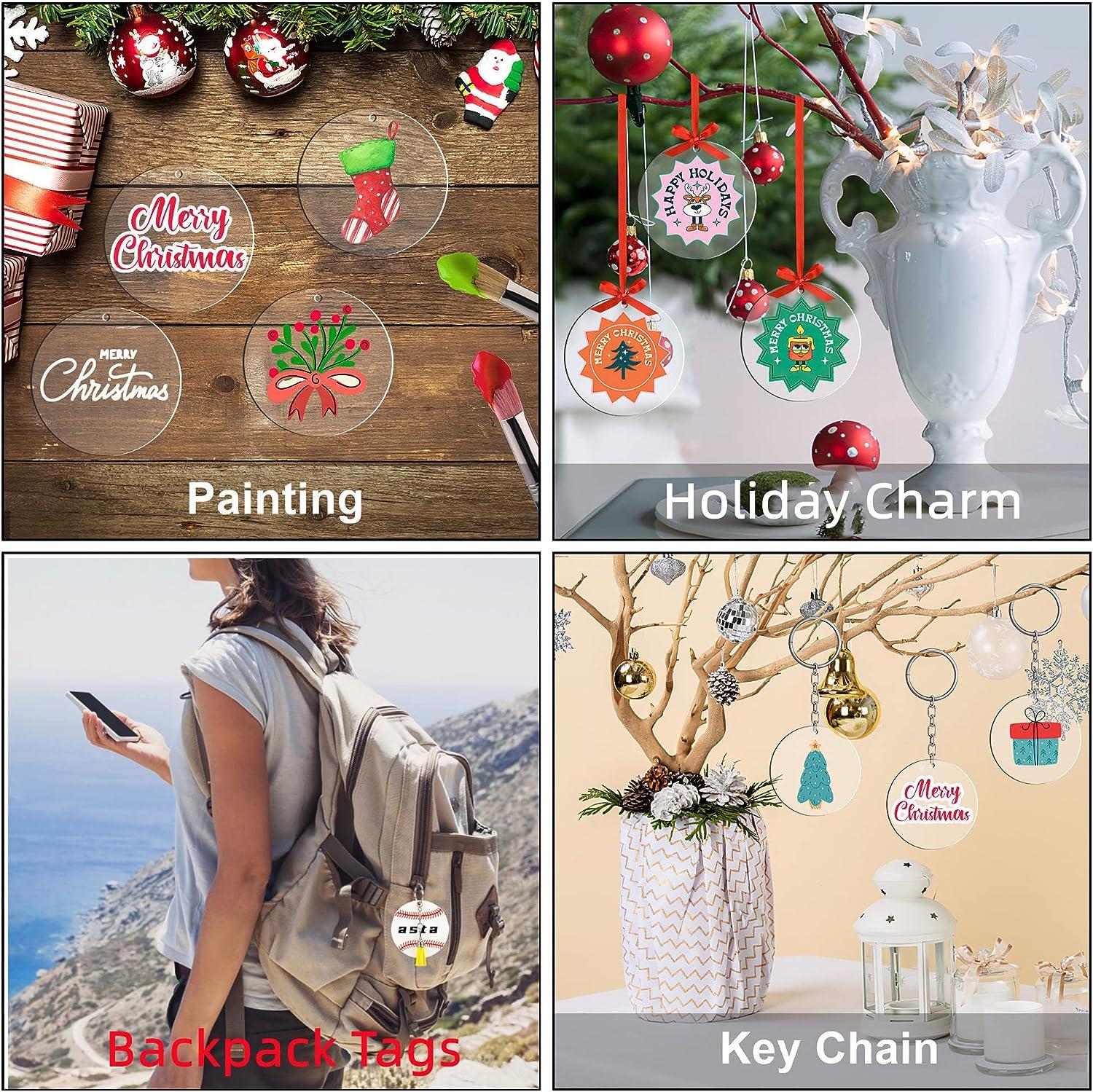 Senbota 100 Pcs 2 Inch Circle Acrylic Keychain Blanks - Clear Acrylic ...