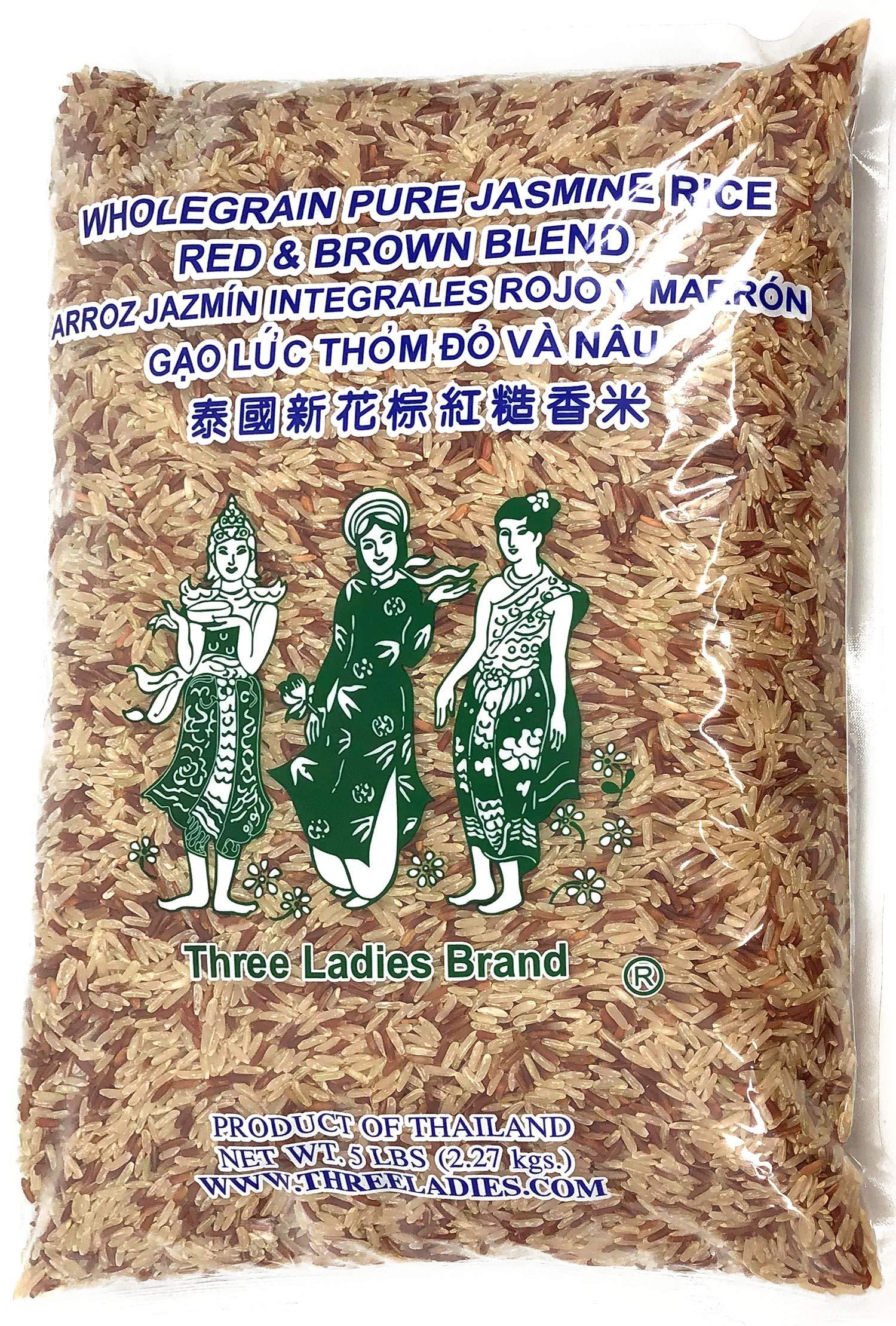 Three Ladies Brand 5 lb Whole Grain Pure Jasmine Rice Red & Brown Blend ...