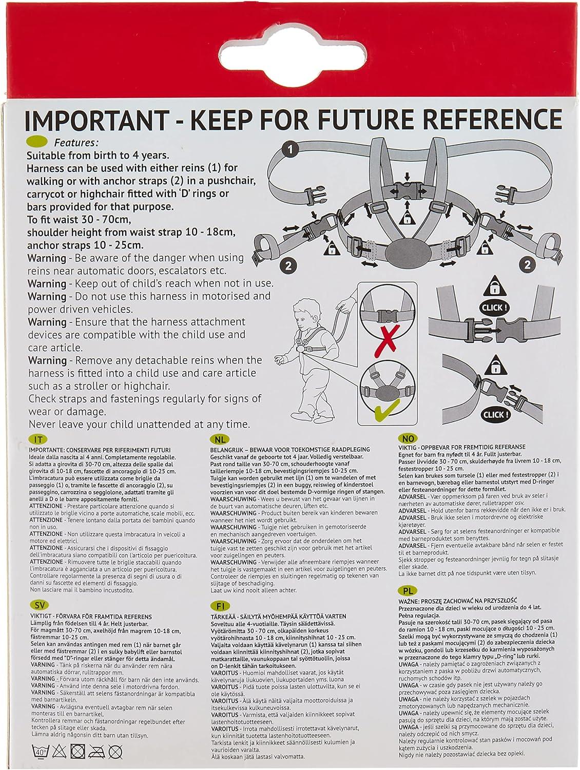 Clippasafe Easy Wash Harness & Reins (little Angel Print Clippasafe ...