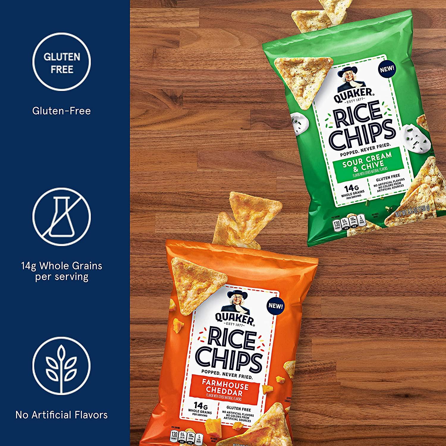 Quaker Rice Chips Farmhouse Cheddar 5.5 Oz - Delicious Snack Option for ...