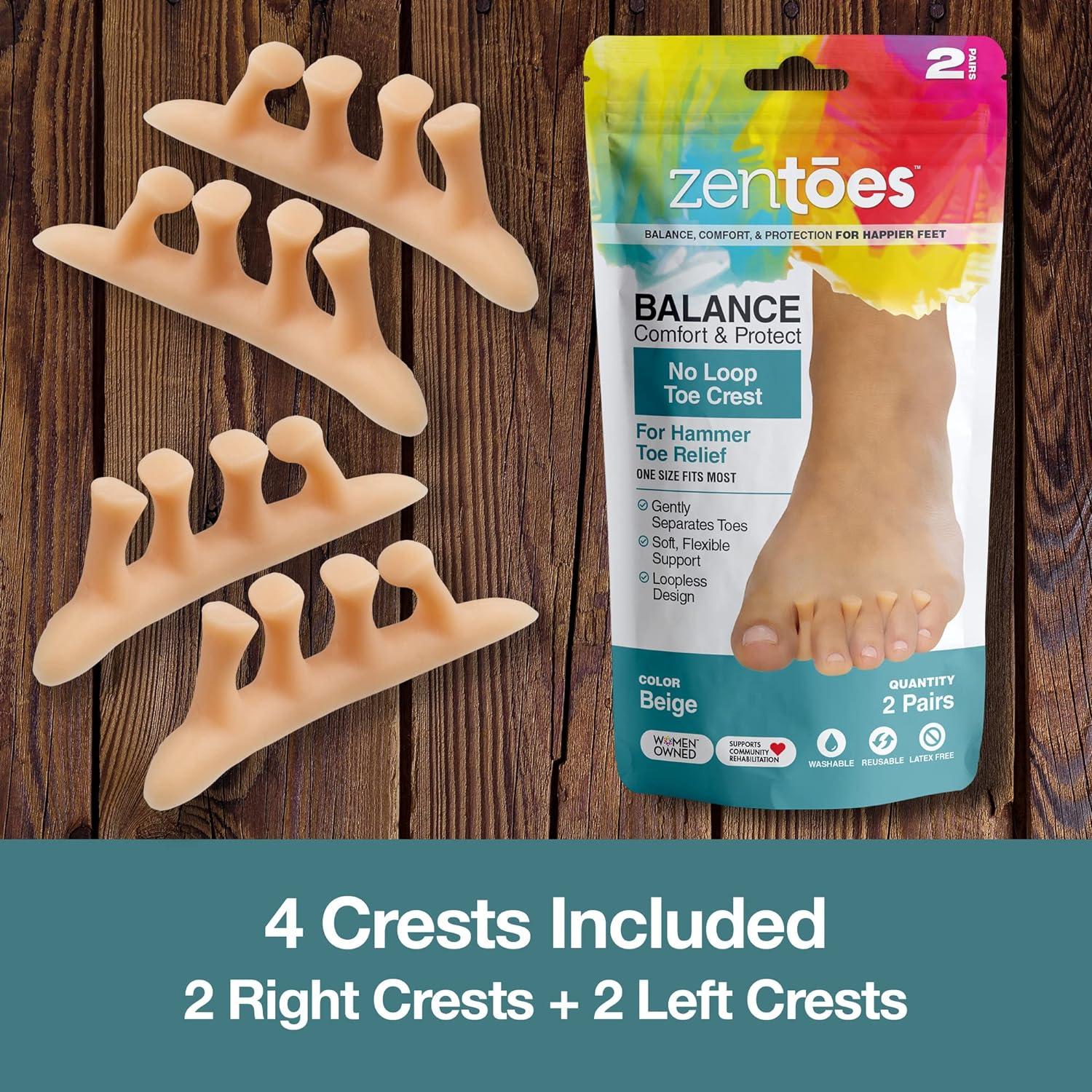 ZenToes Hammer Toe Straightener Crest - 4 Count Gel Spacer Splint for ...
