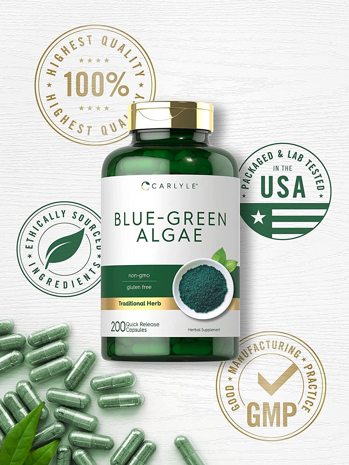 Carlyle Blue Green Algae 500mg | 200 Quick Release Capsules | Chlorella ...
