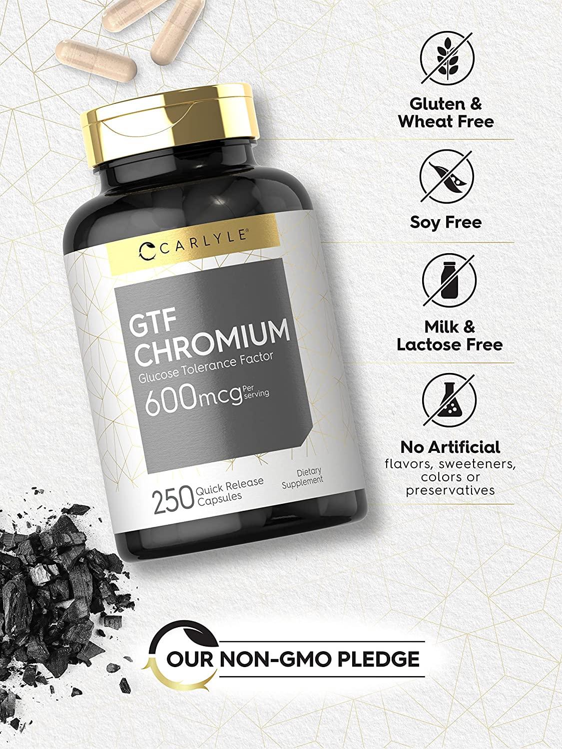 GTF Chromium 600 mcg | 250 Capsules | Glucose Tolerance Factor ...
