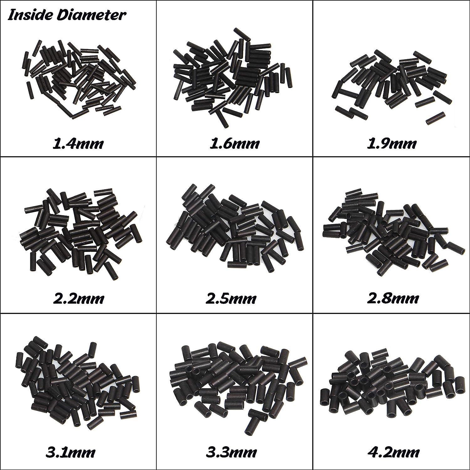 AGOOL Fishing Wire Single Barrel Crimp Sleeves - 300pcs Black Oxidized ...