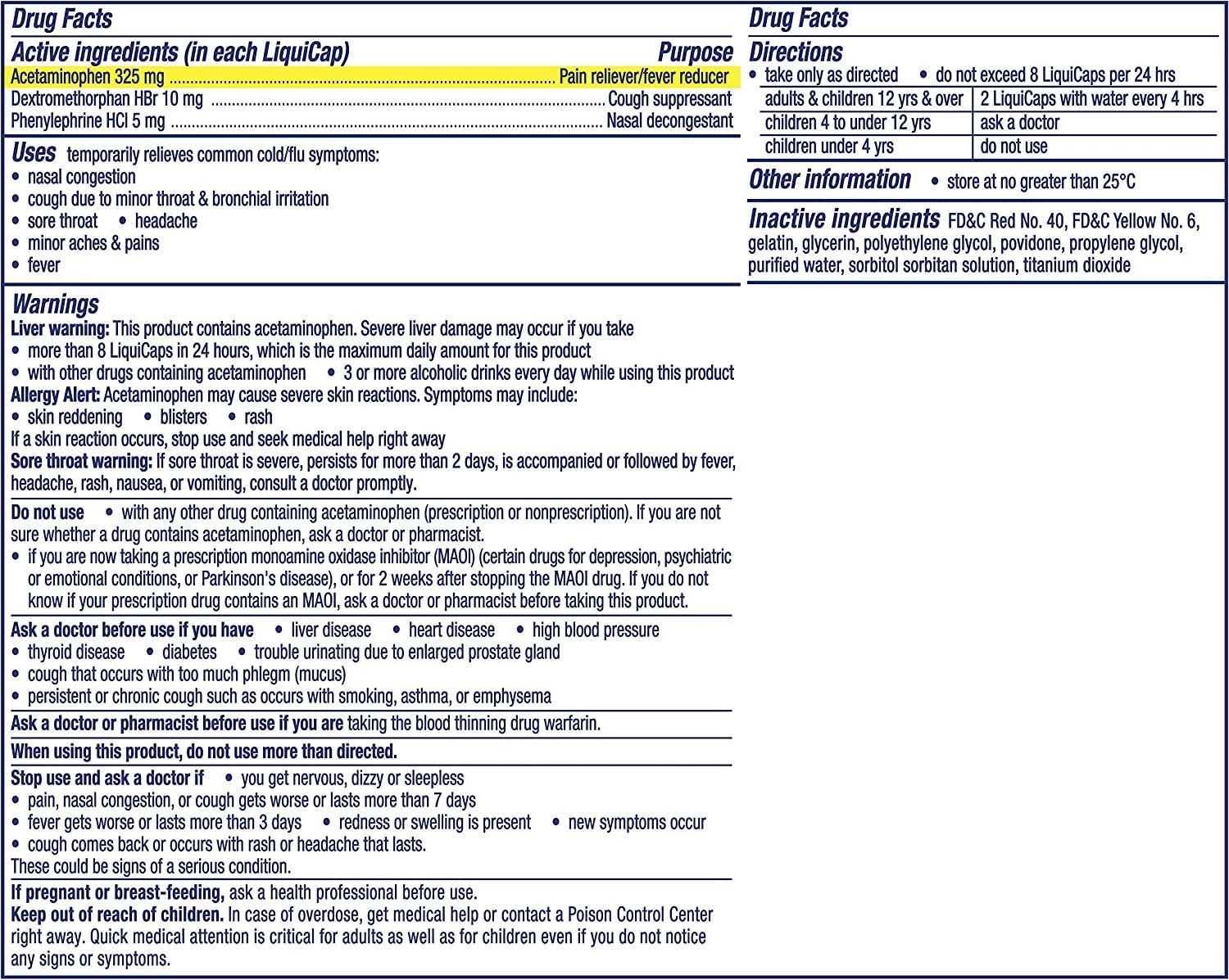 Vicks DayQuil LiquiCaps 48 Count - Cold & Flu Relief for Sore Throat ...
