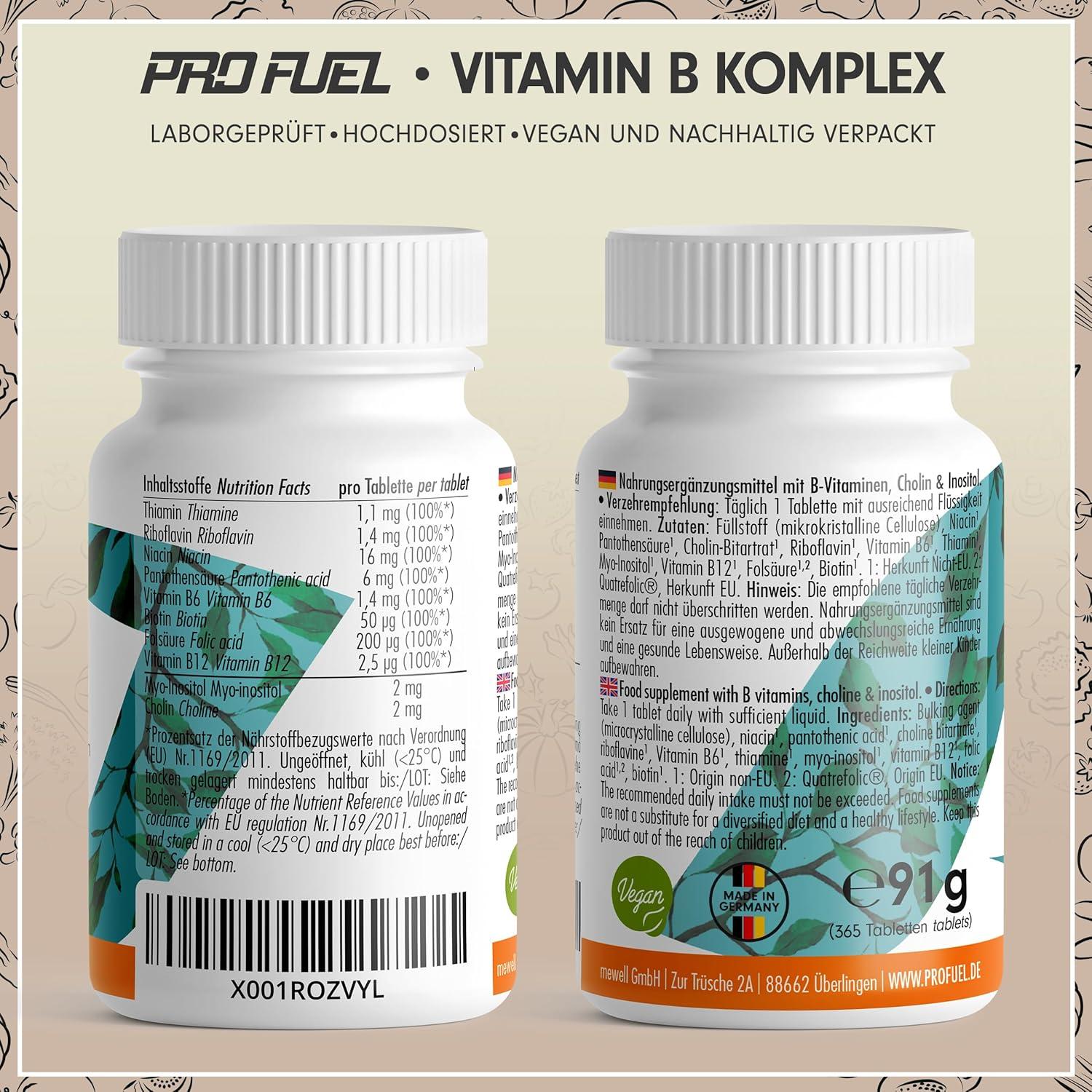 Premium Vegan Vitamin B Complex - All 8 B Vitamins with Quatrefolic ...