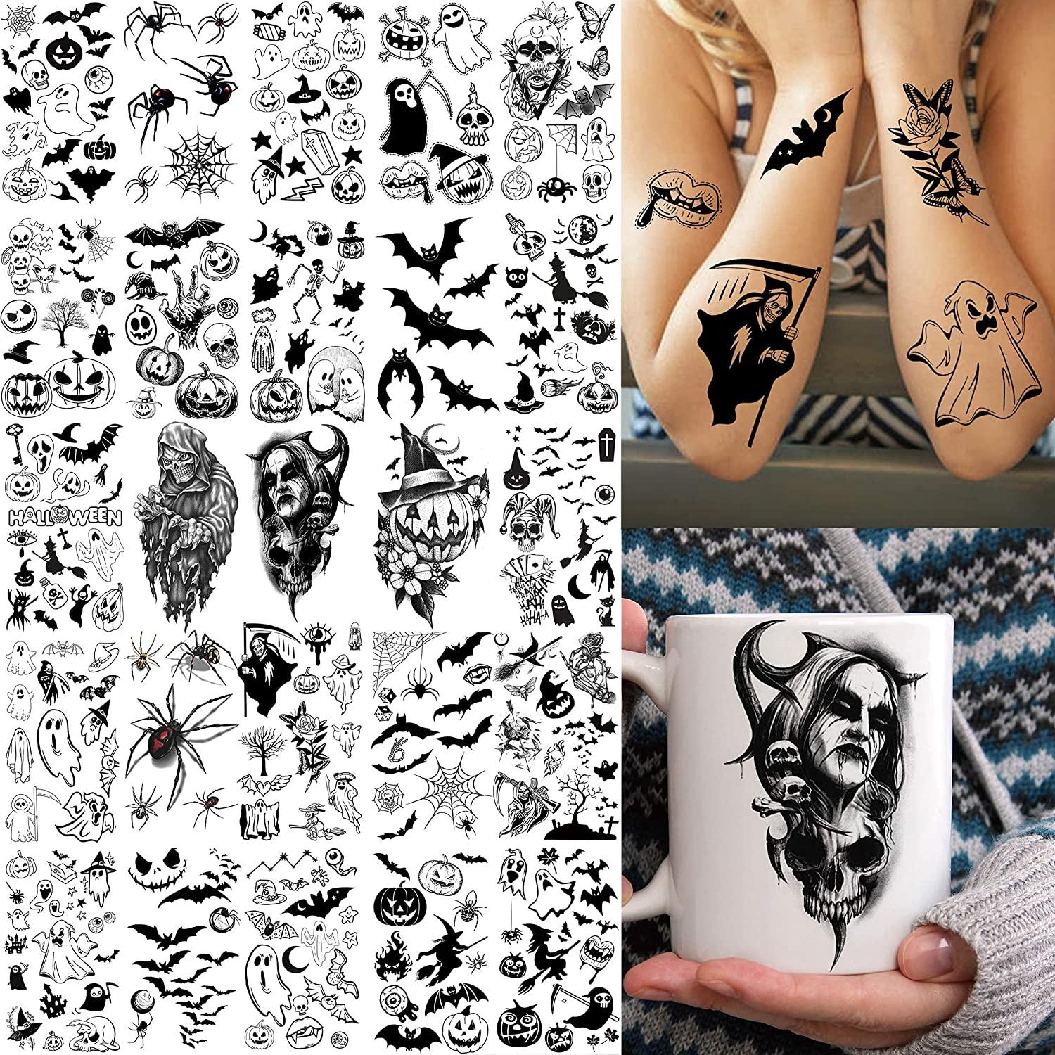 Halloween Temporary Tattoos - 52 Sheets for Kids and Adults | Scary 3D ...