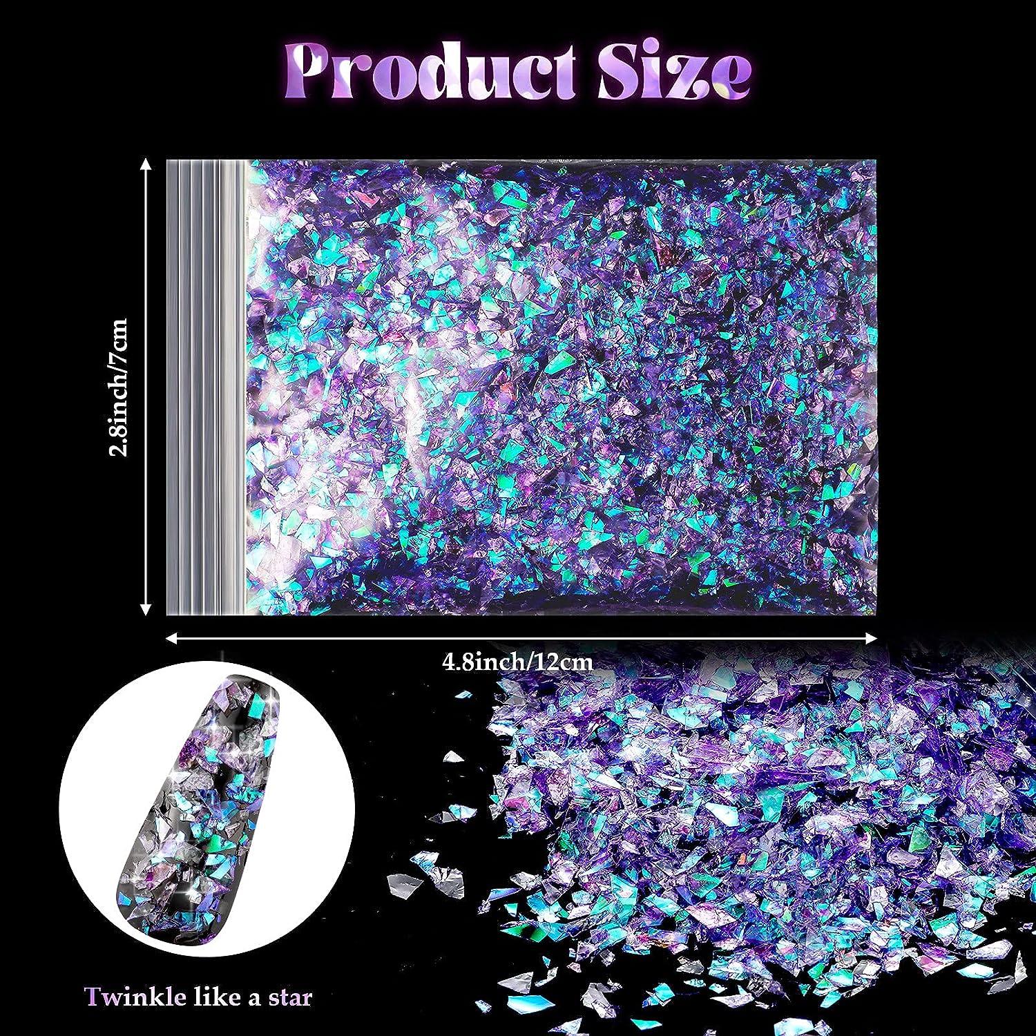 12 Pieces Nail Glitter Flakes Mylar Broken Glass Sticker - Holographic ...