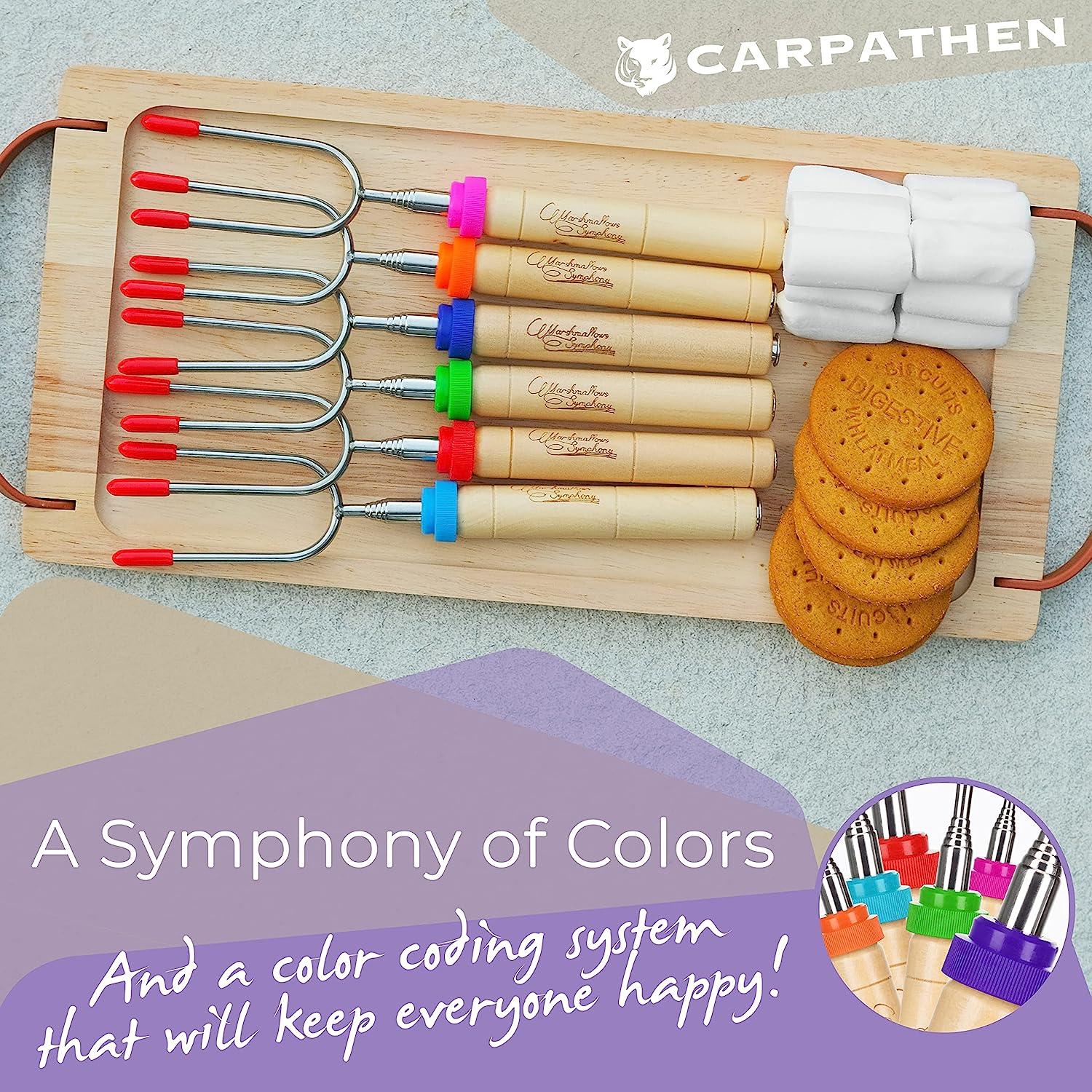 CARPATHEN Campfire Sticks for Marshmallows and Hot Dogs - Set of 6 ...