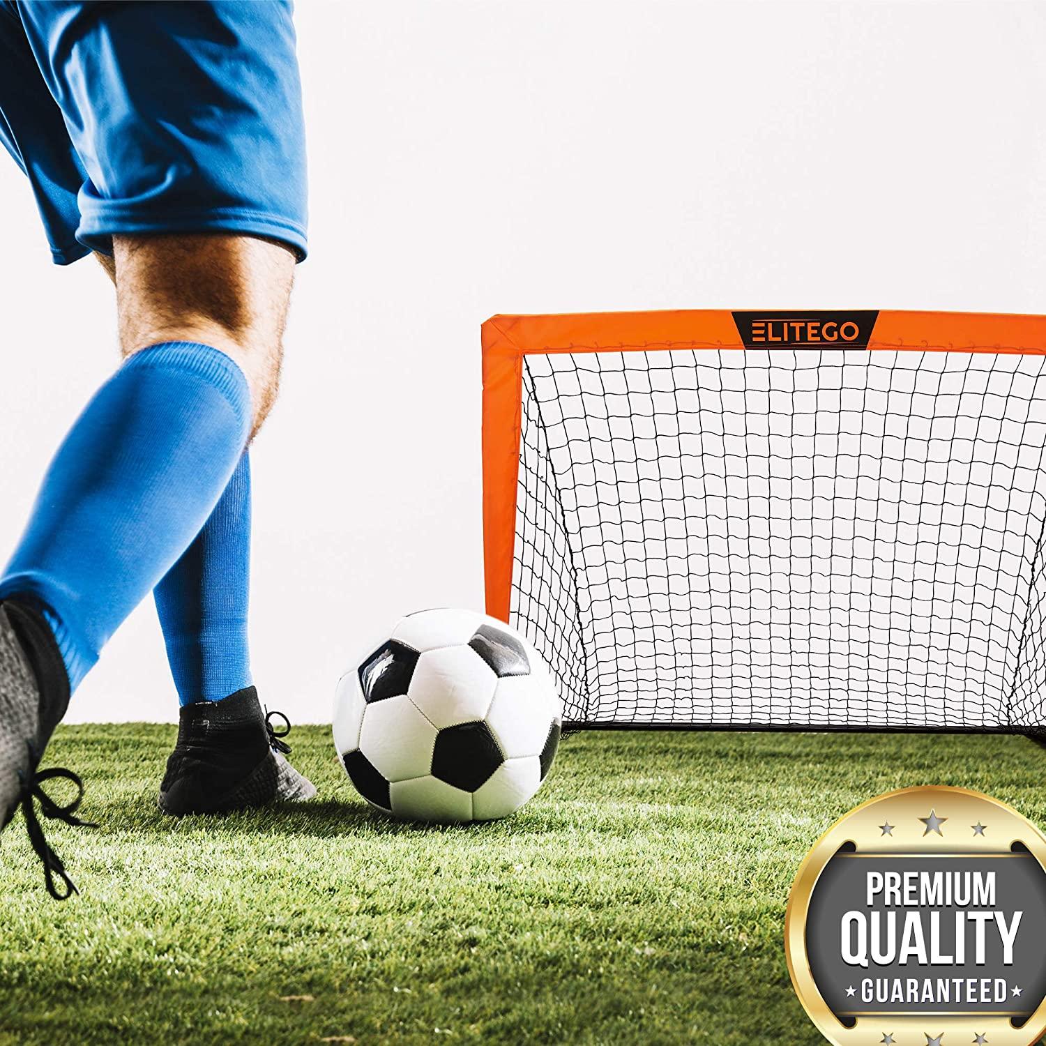 EliteGo Kids Soccer Goals Set of 2 - 4' x 3' Backyard Soccer Net in ...