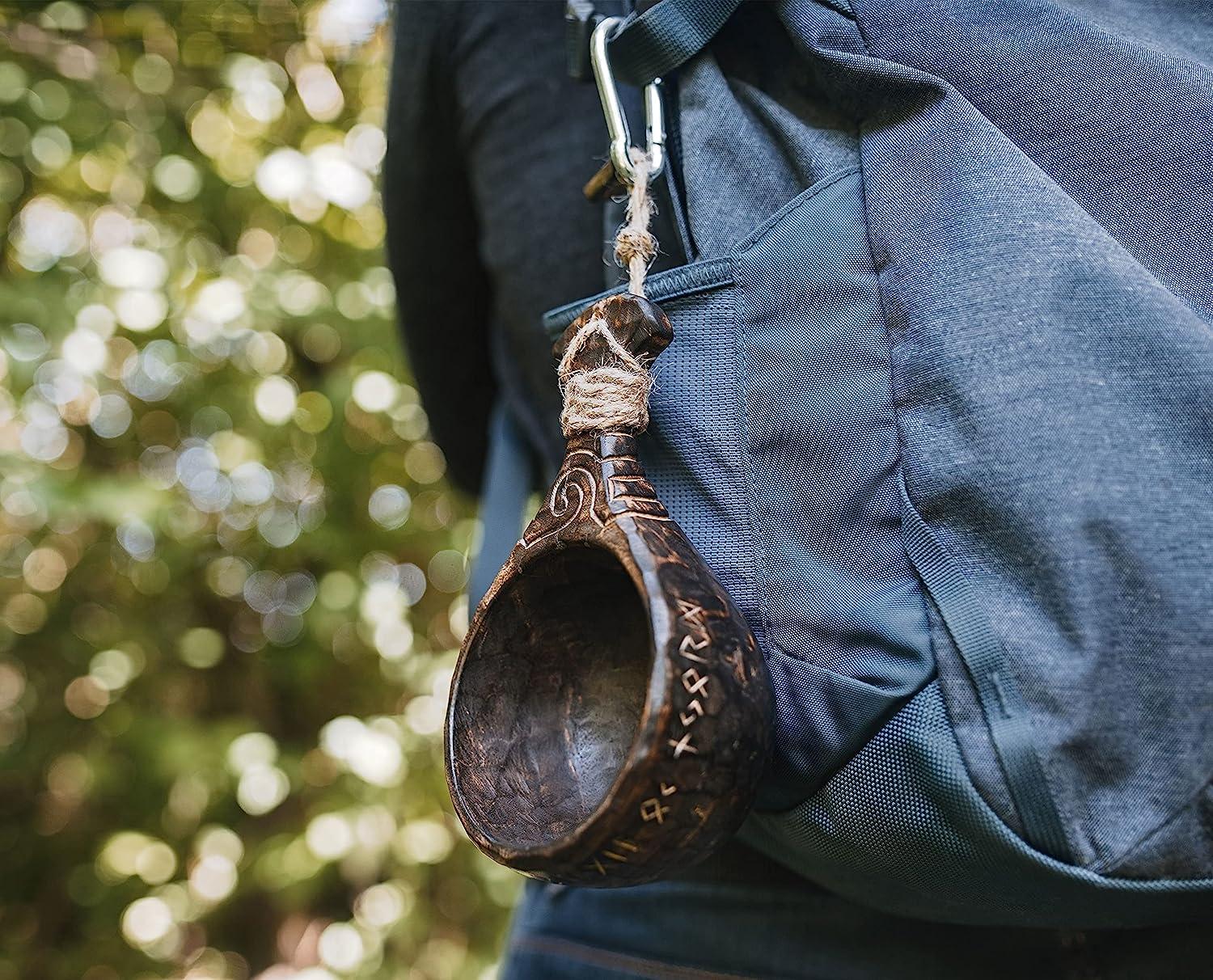 Handcarved Wooden Kuksa Cup - 11 oz Scandinavian Bushcraft Bowl for ...