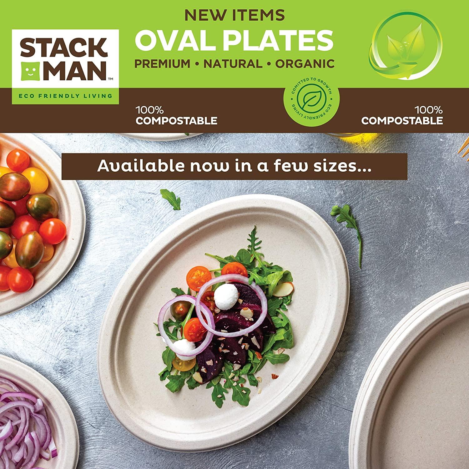 Stack Man 6x6 Compostable Clamshell Food Containers 50-Pack - Eco ...