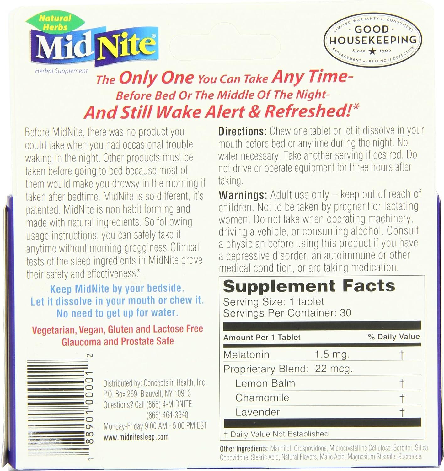 MidNite Natural Sleep Supplement 30-Count Box (Pack of 2) - Original ...