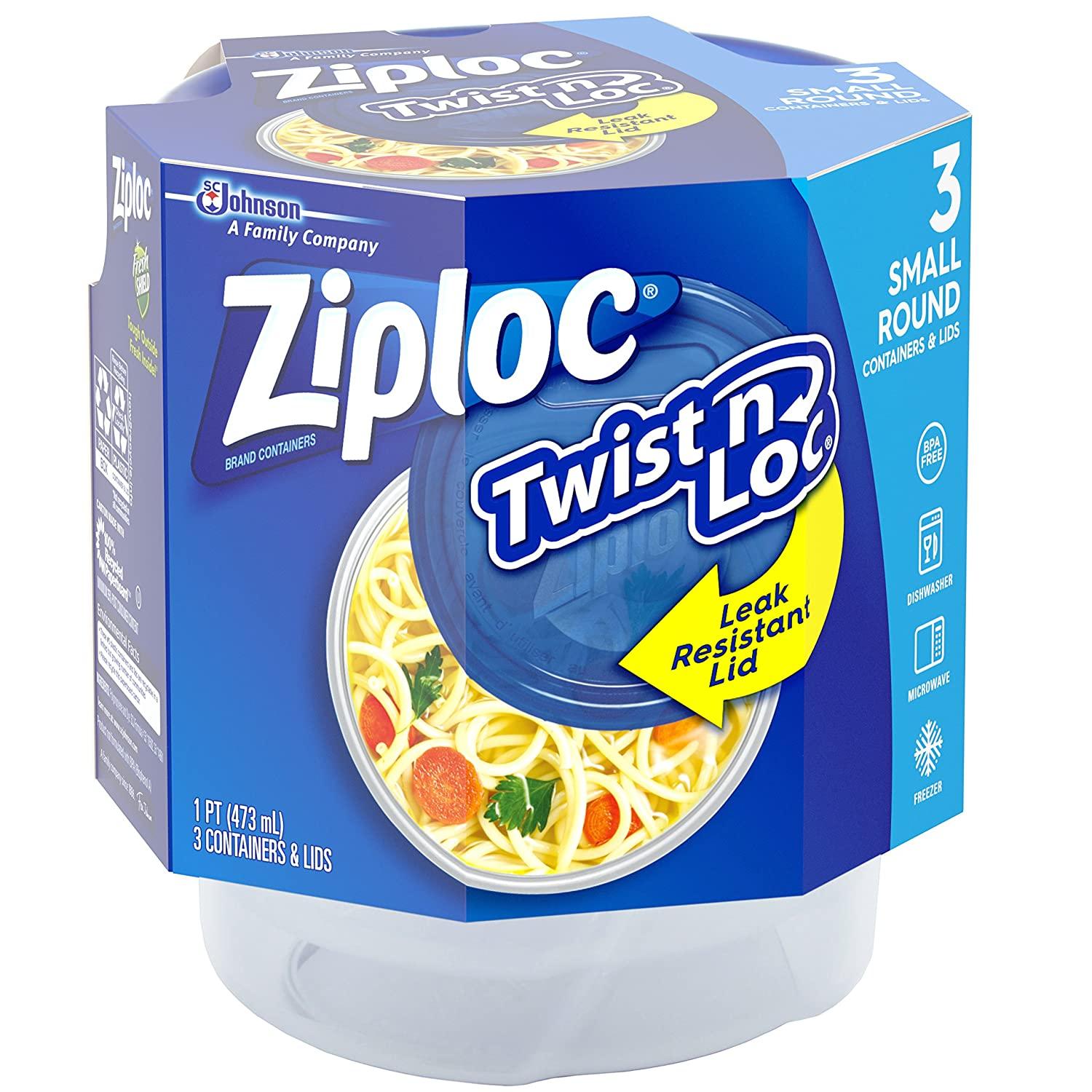 Ziploc Twist N Loc Small Containers 6 Pack - 3 Containers and Lids x 2 ...