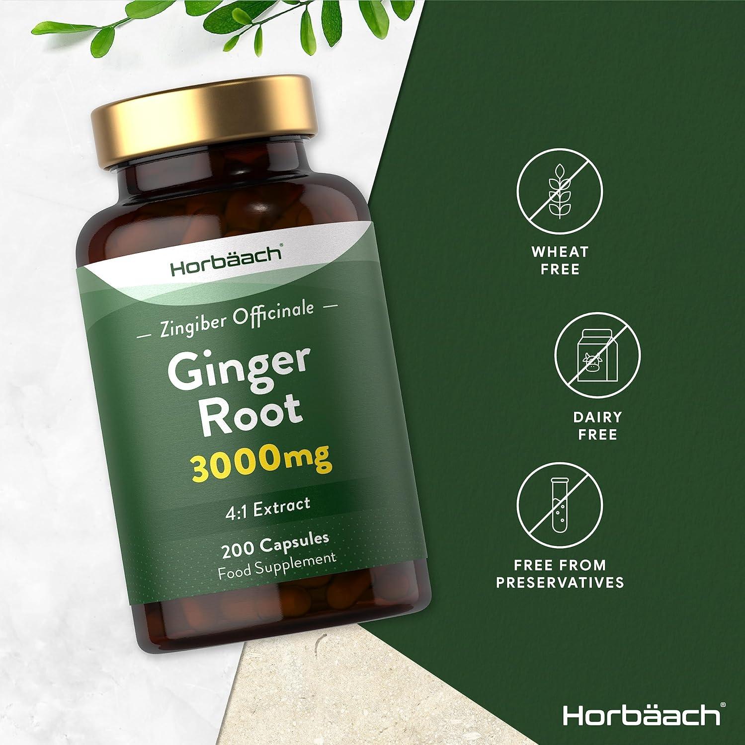 Ginger Capsules 3000mg | 200 High Strength Powder Capsules | Zingiber ...