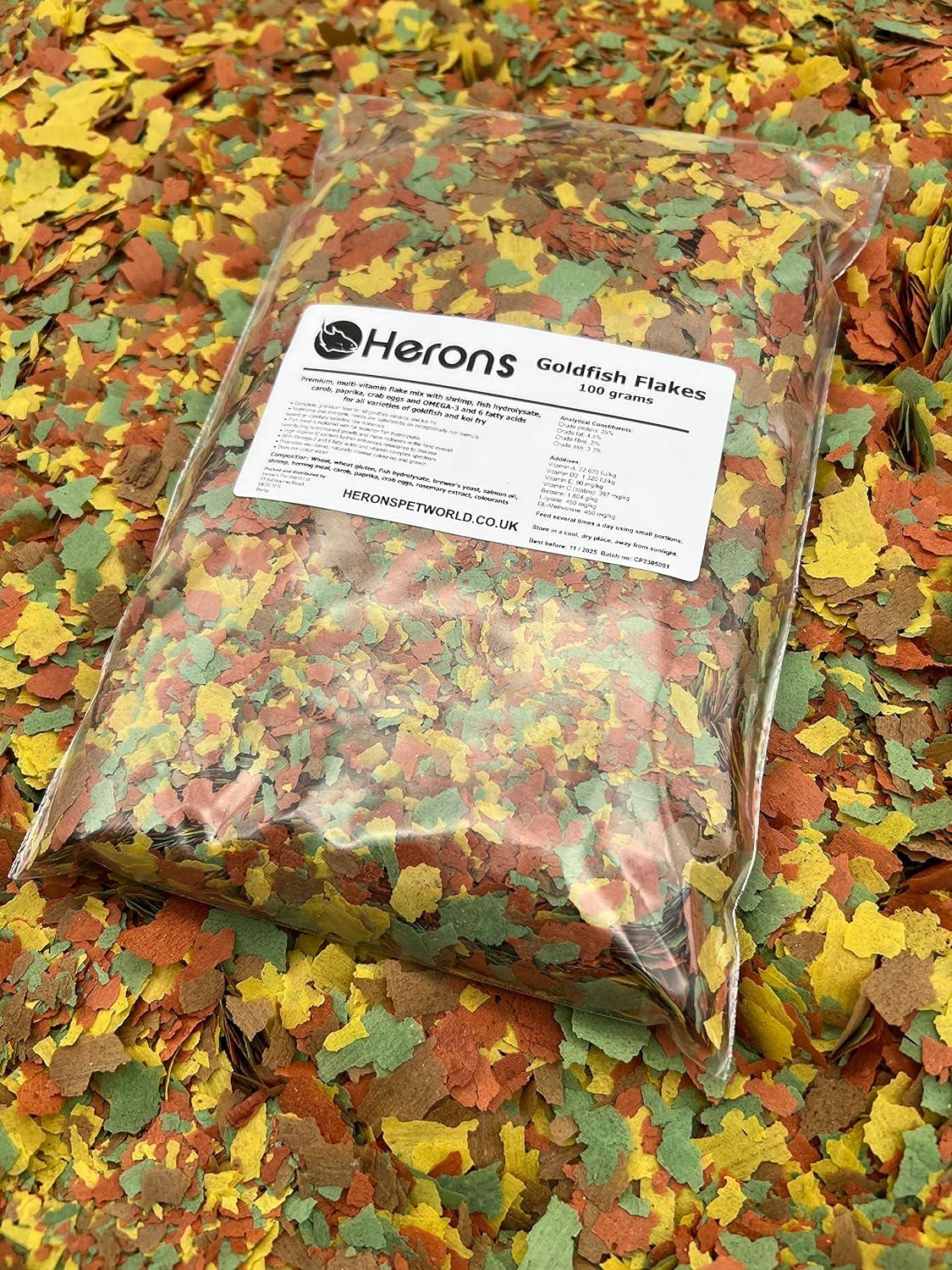 HERONS Goldfish Flakes - Premium Multi-vitamin Flake Fish Food for all ...