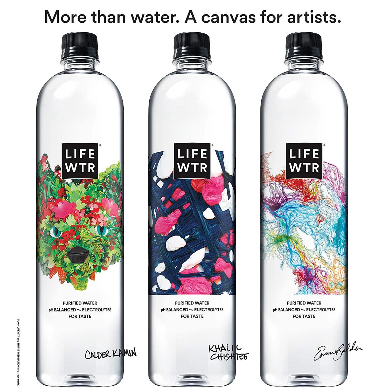 LIFEWTR Premium Purified Water 1 Liter Bottles (6 Pack) - pH Balanced ...