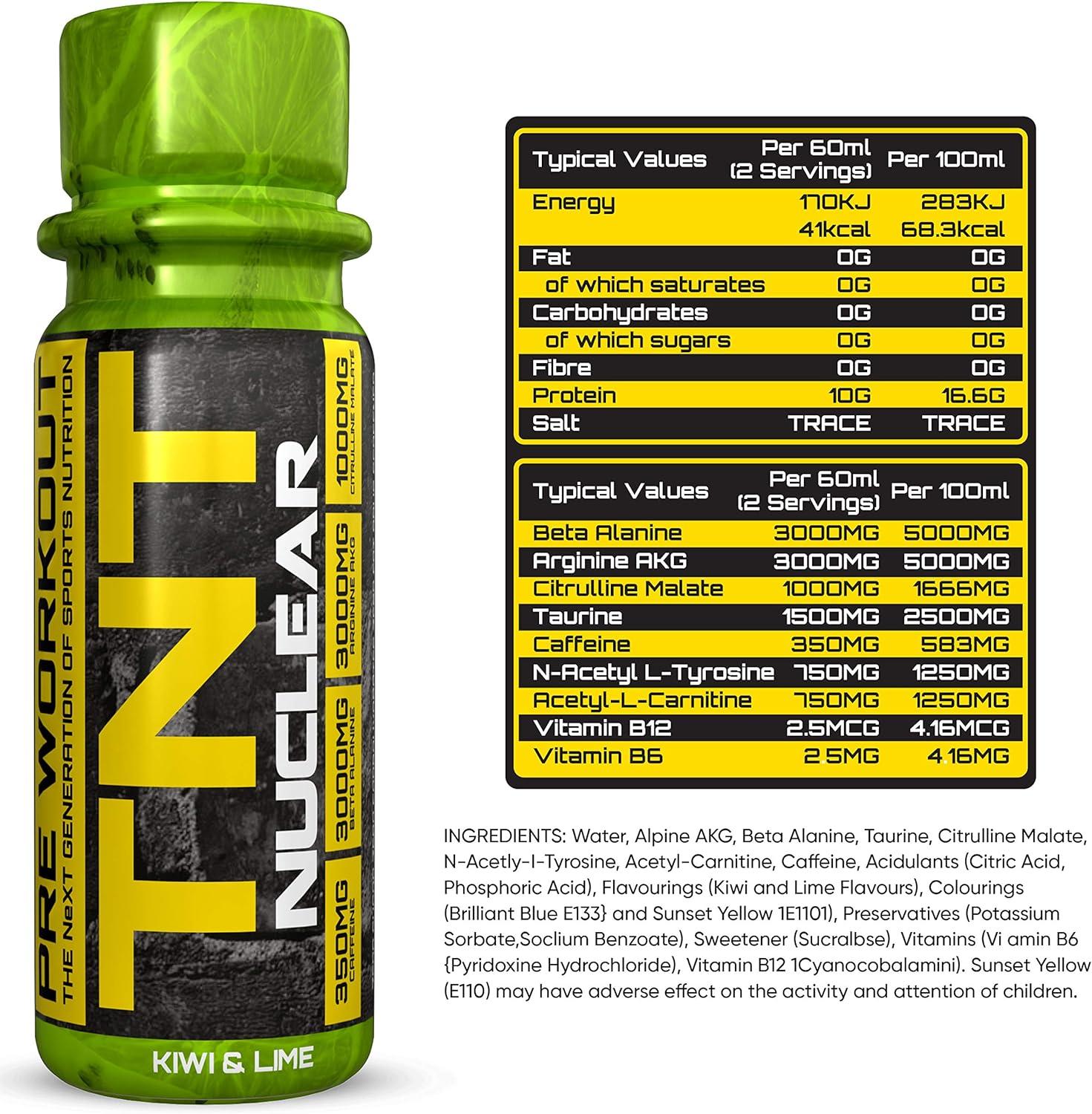 NXT Nutrition TNT Nuclear Shots 12 x 60ml - Kiwi & Lime Pre Workout ...