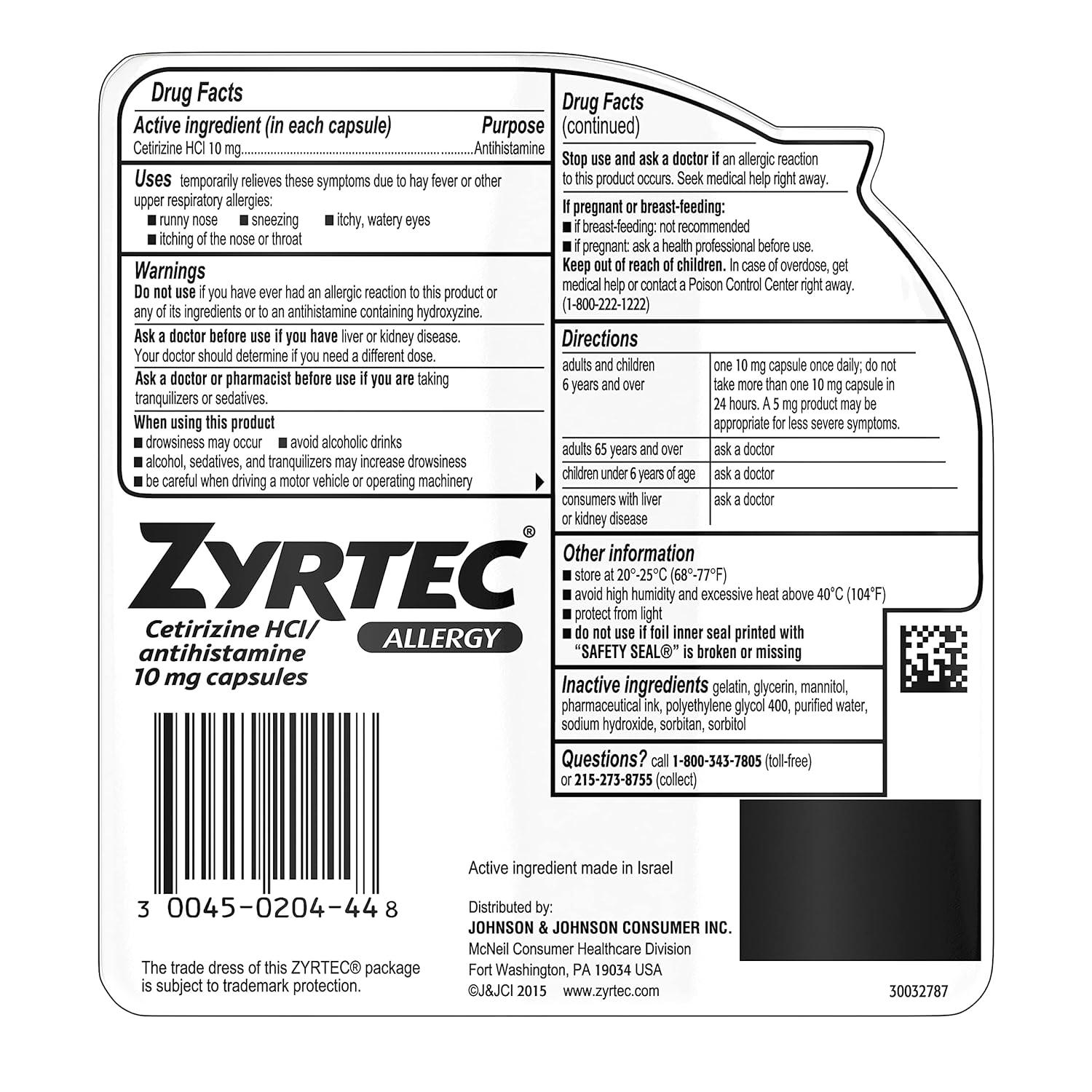 Zyrtec 24 Hour All-Day Allergy Relief Liquid Gels - 40ct x 2 Pack ...