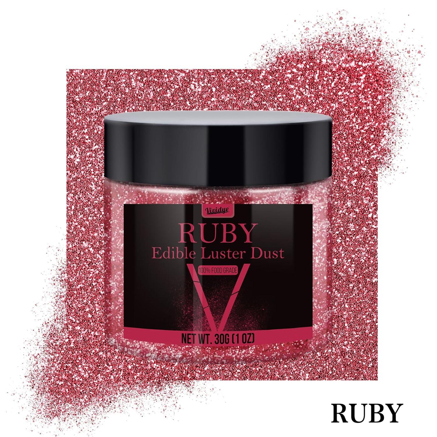 Edible Glitter Powder - 30g Ruby Metallic Food Coloring for Drinks ...